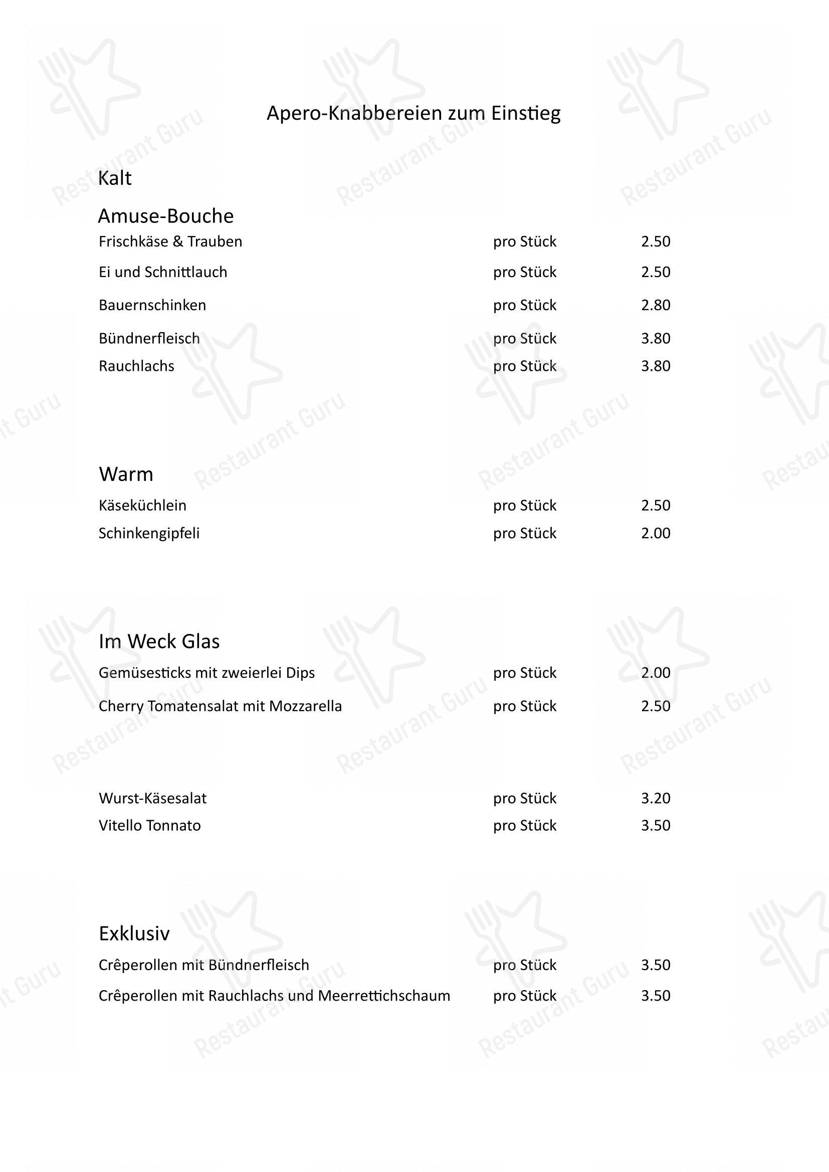Speisekarte von Bergrestaurant Roggen, Oensingen