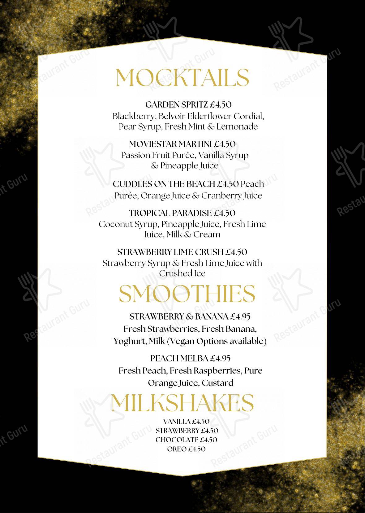 Menu at Central Park restaurant, Middlesbrough