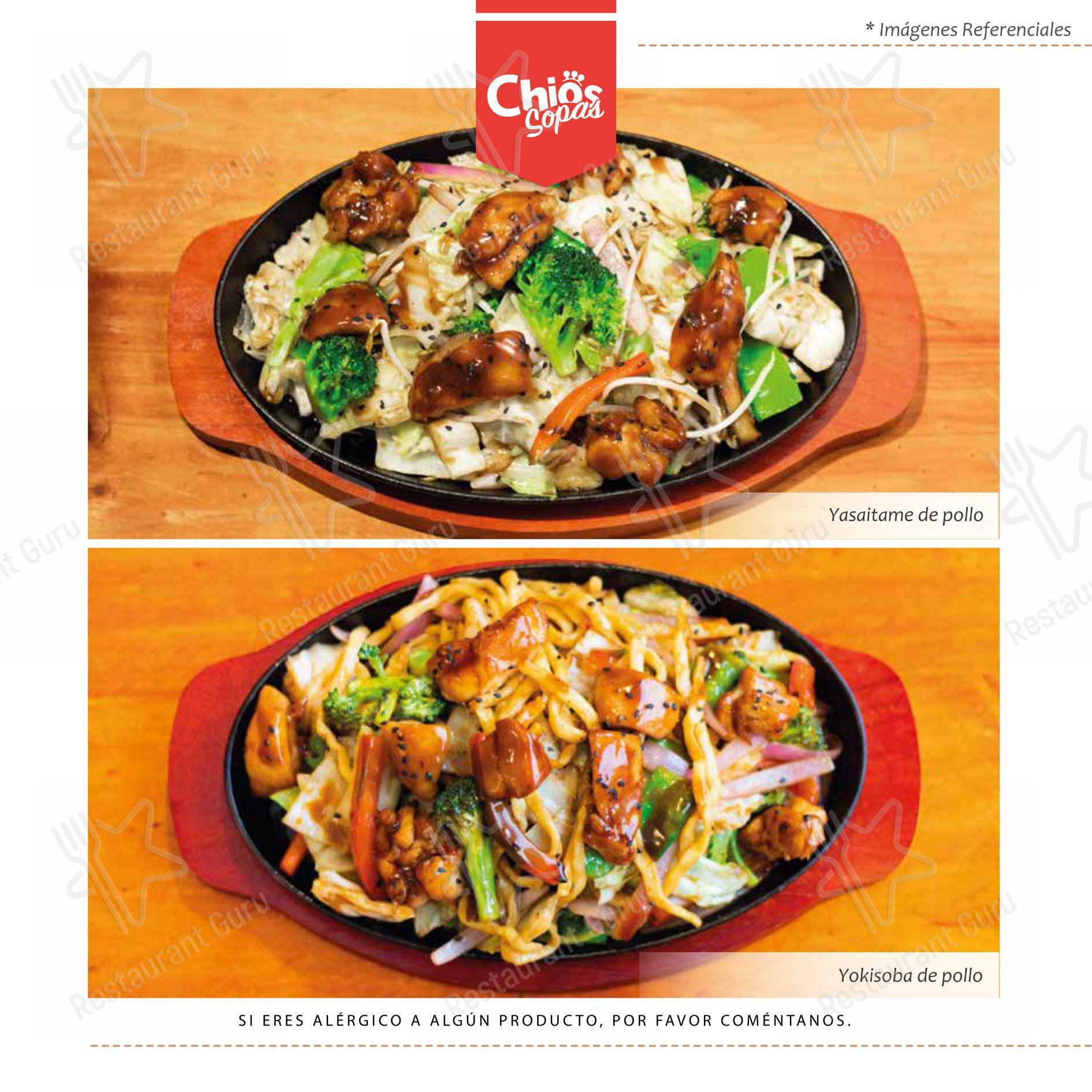Carta del restaurante Chios Sopas, Lima