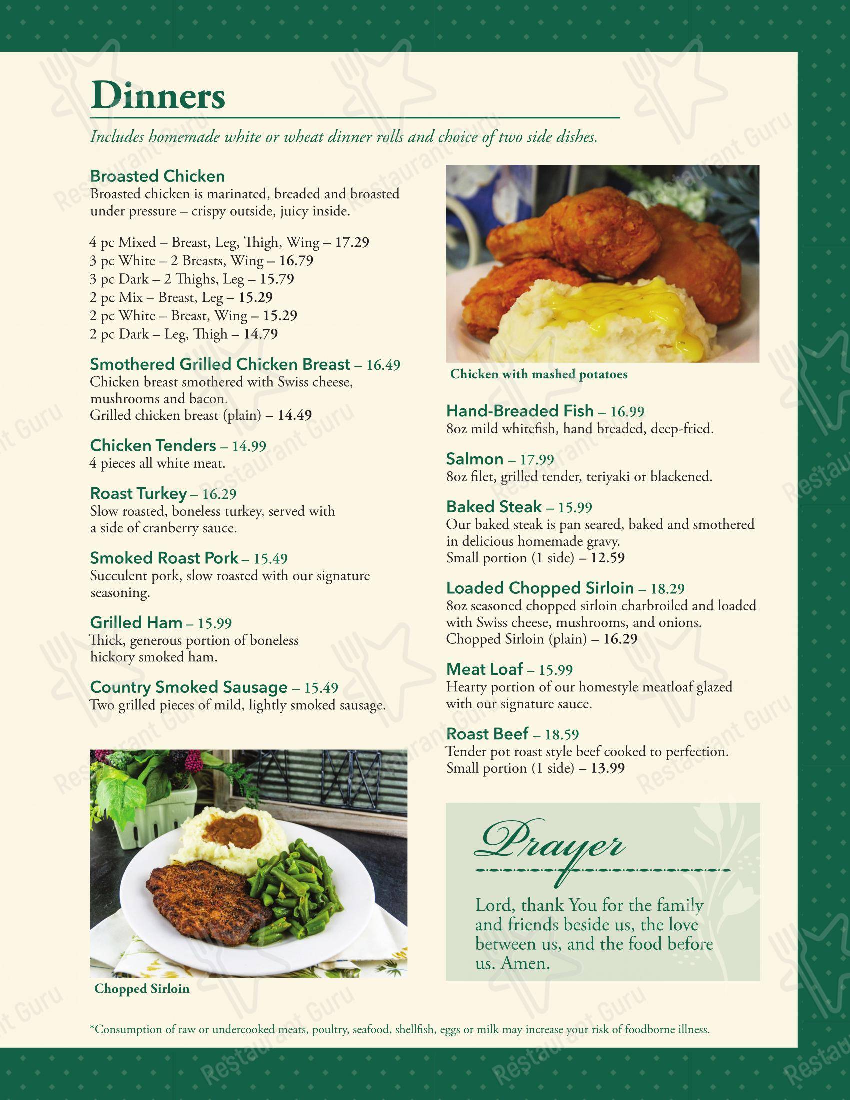 Menu at Das Dutchman Essenhaus restaurant, Middlebury, 240 US-20
