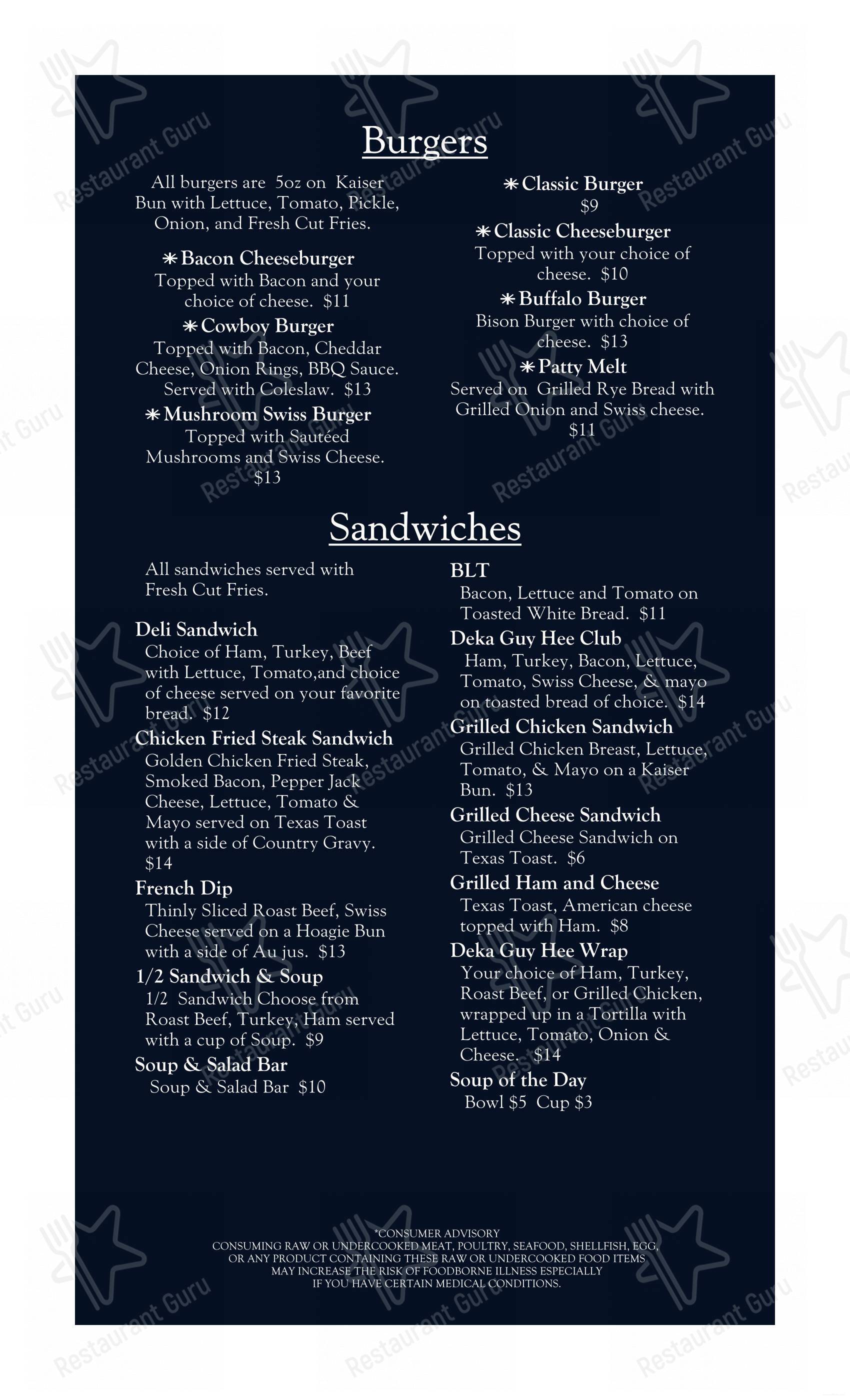 Menu at Deka-Guy Hee Restaurant, Lander