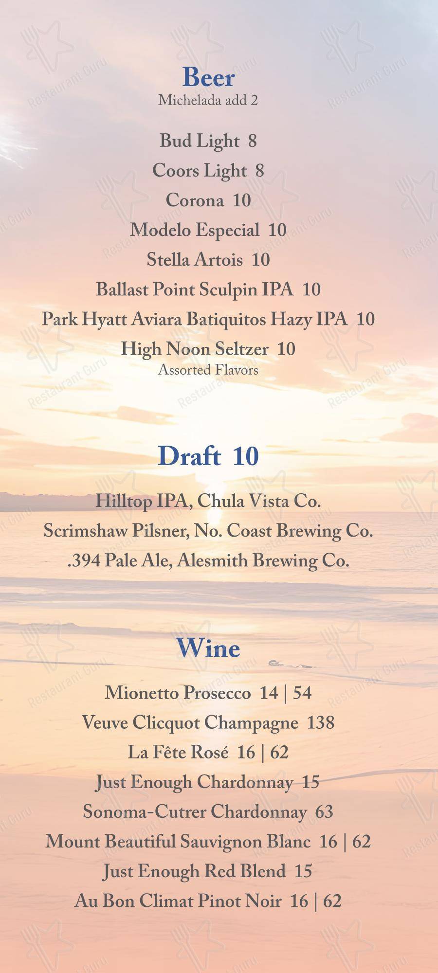 Menu at Ember & Rye steakhouse, Carlsbad