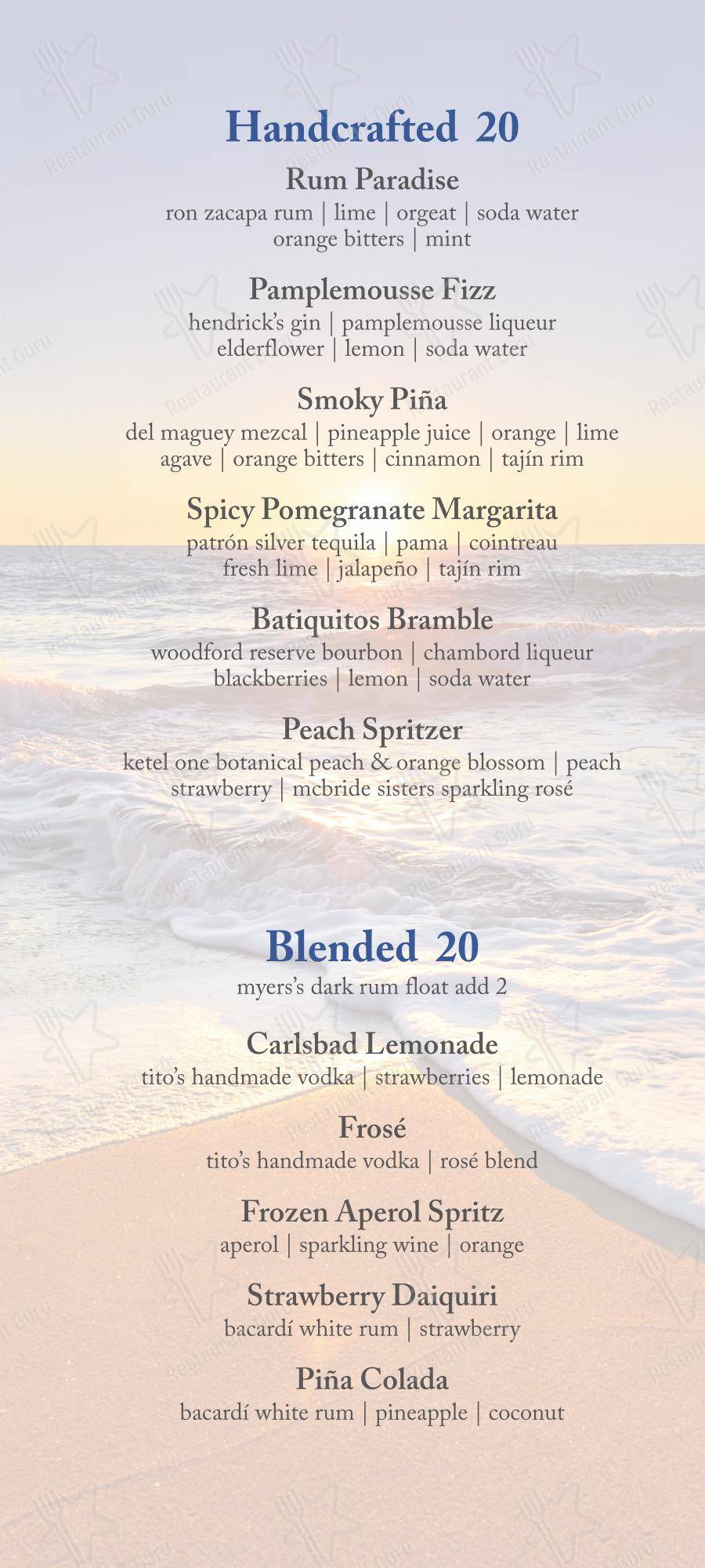 Menu at Ember & Rye steakhouse, Carlsbad