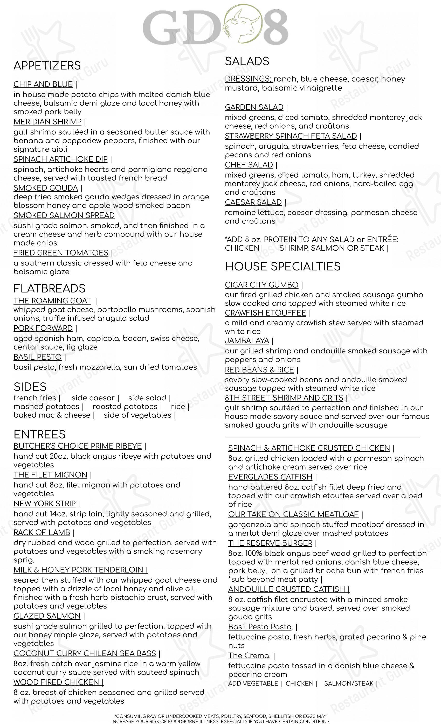 Menu at Green Door on 8th restaurant, Dade City