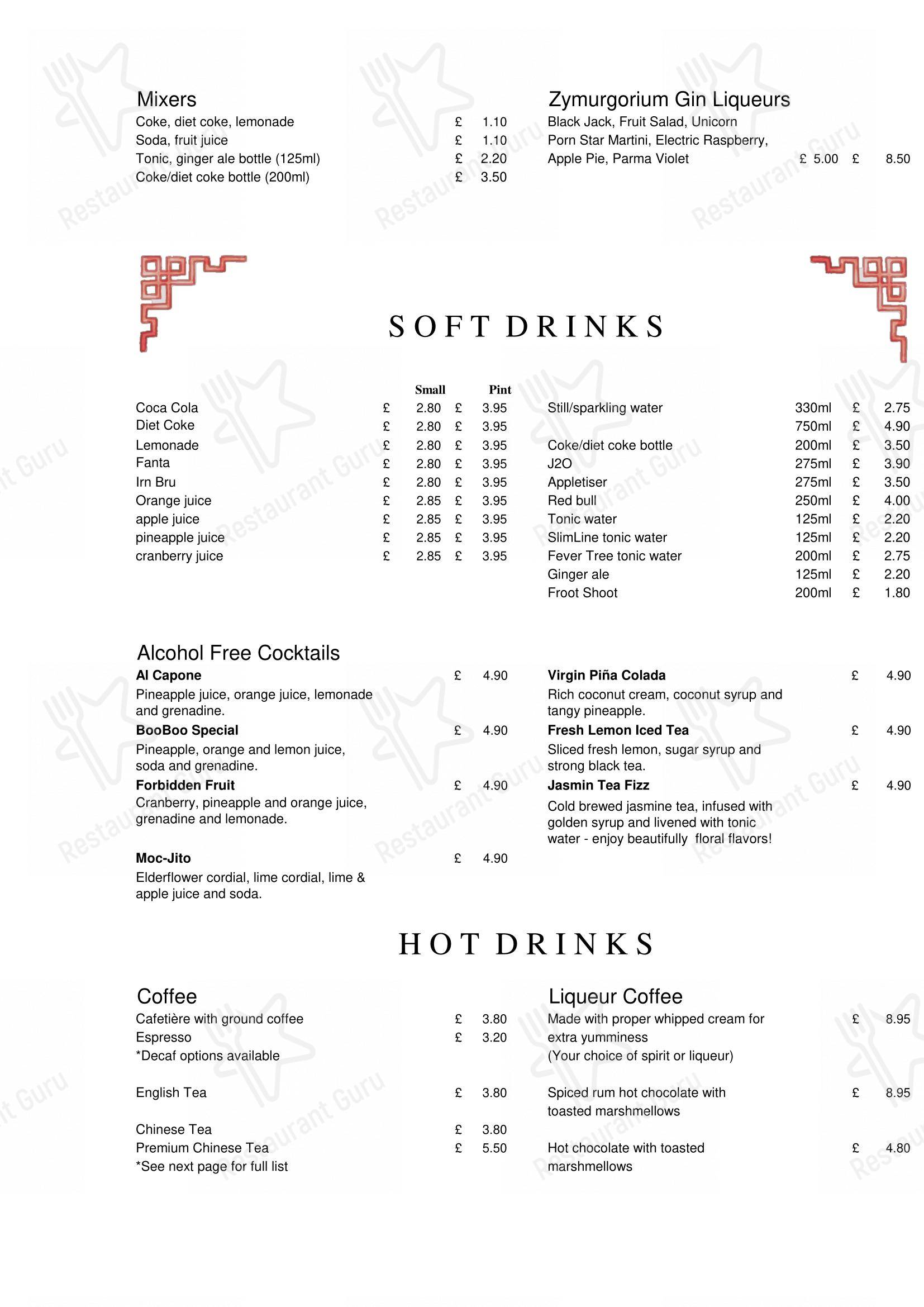 Menu at Michael Wan's Mandarin 上官樓 restaurant, Blackpool