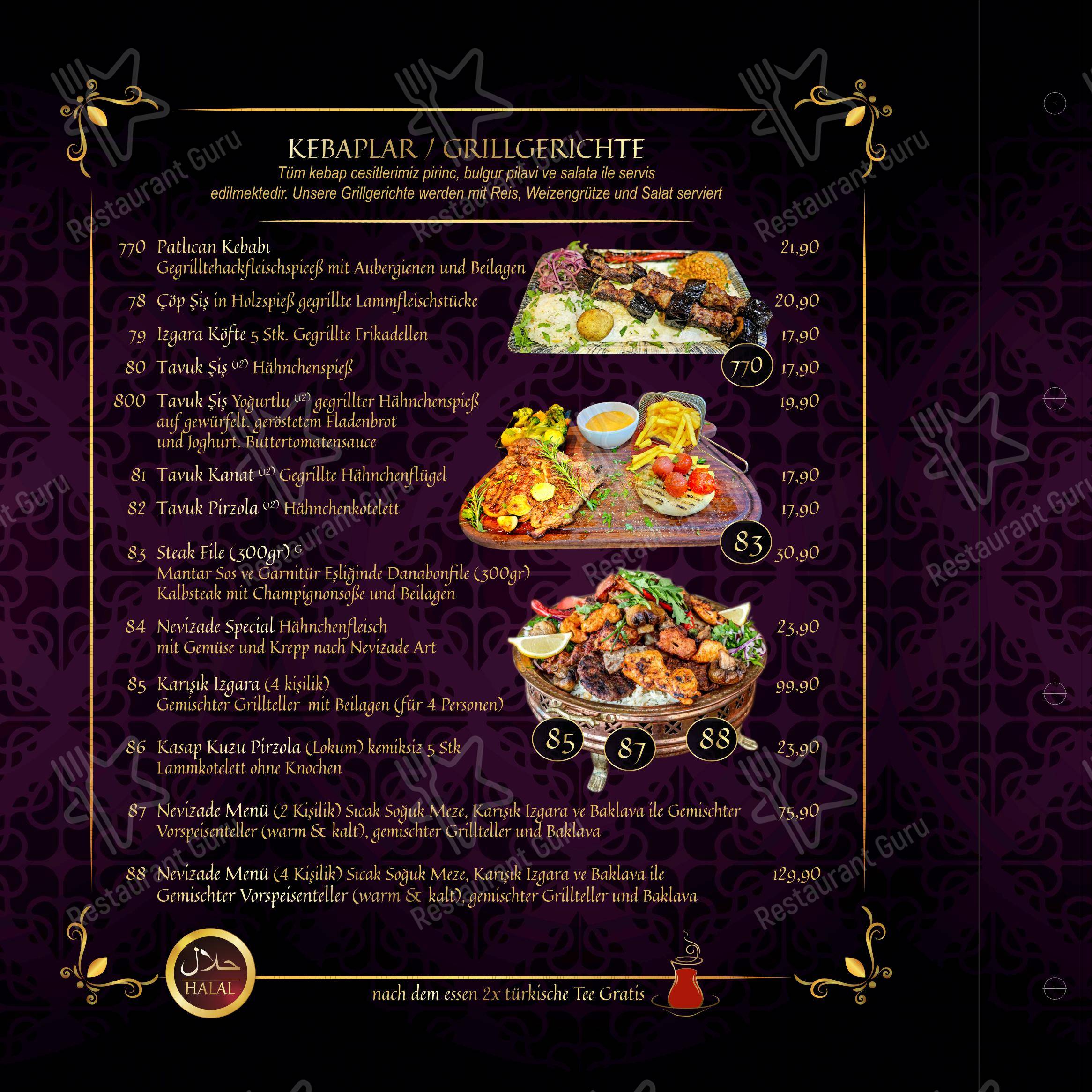 Speisekarte von N.V.Z.D GökhanCan restaurant, Essen