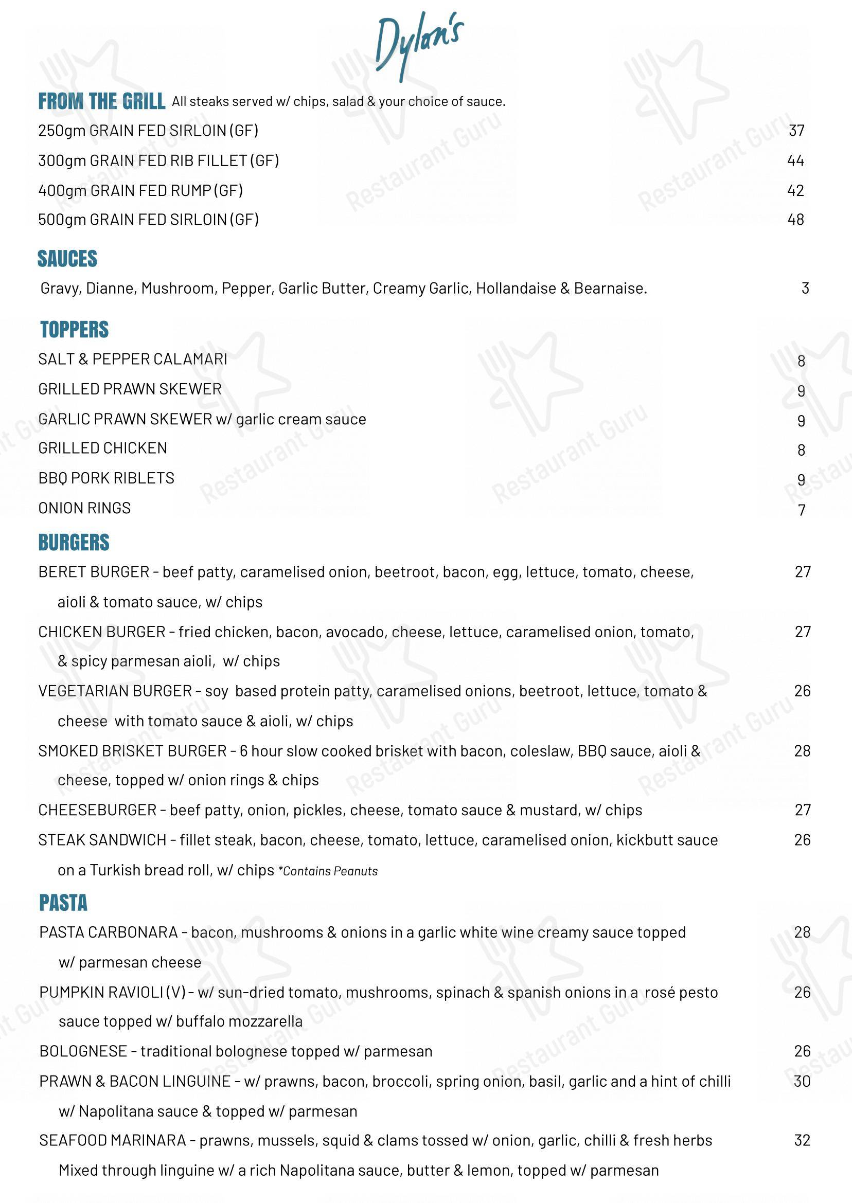 Menu at Red Beret Hotel restaurant, Redlynch