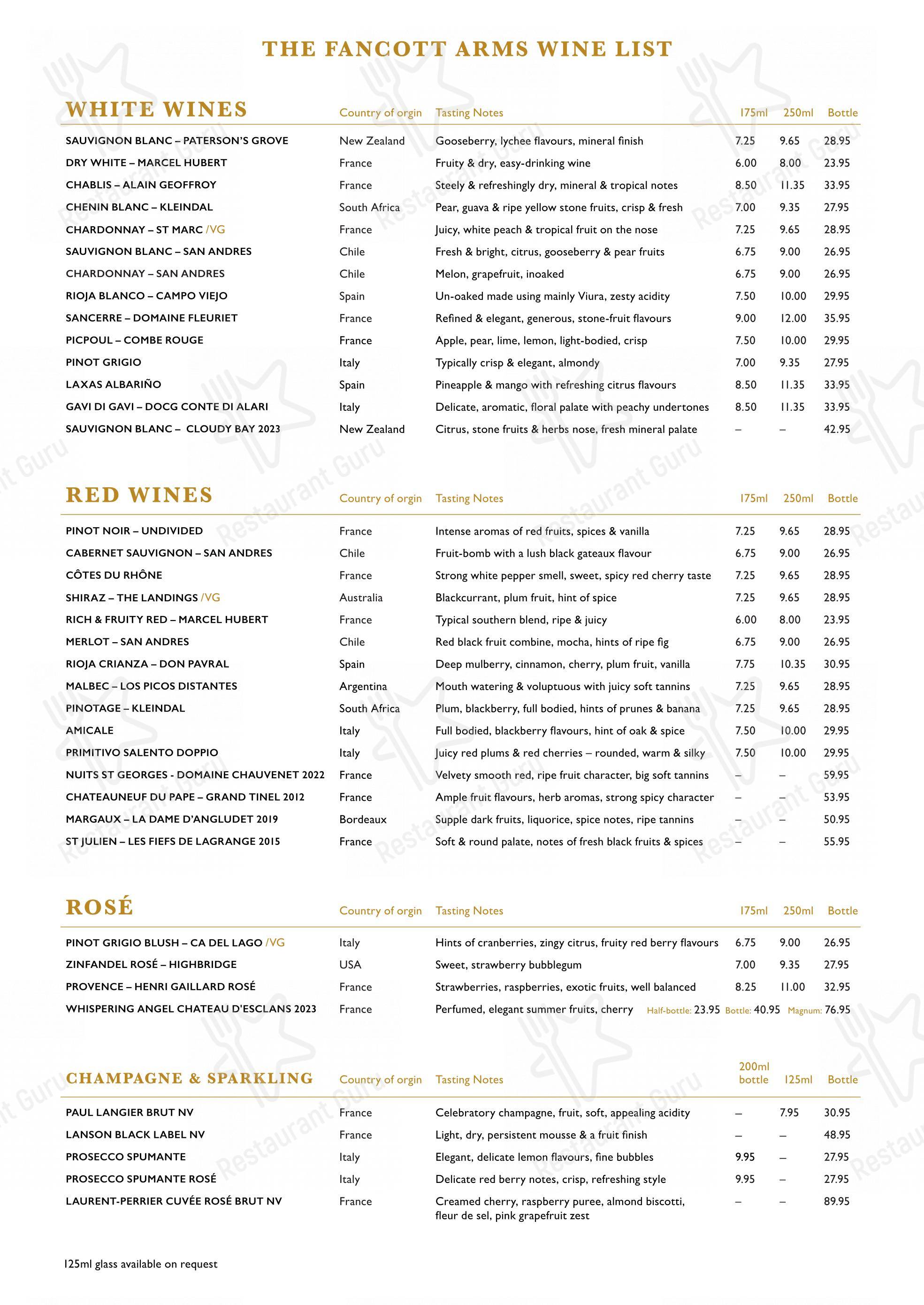 Menu at The Fancott pub & bar, Luton