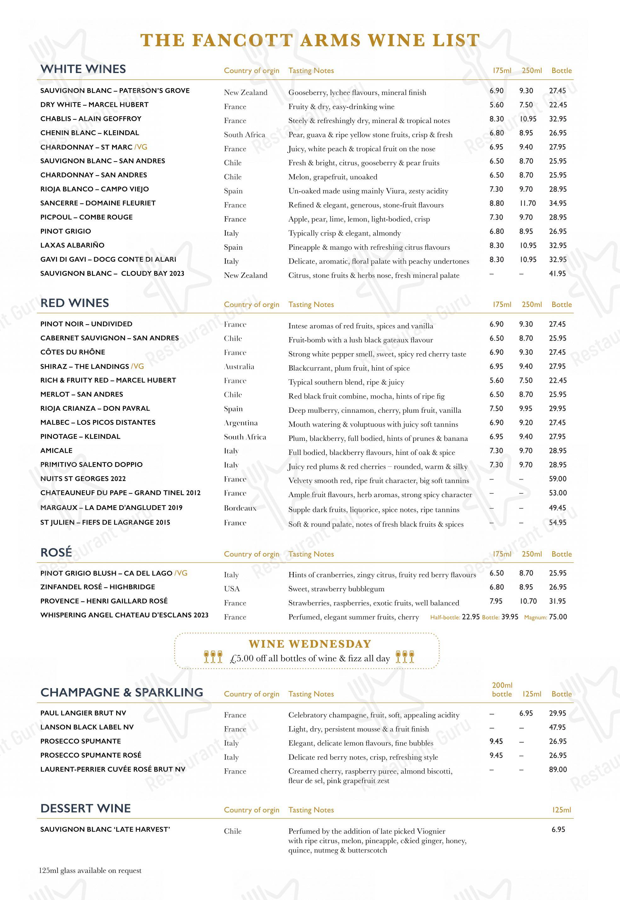 Menu at The Fancott pub & bar, Luton