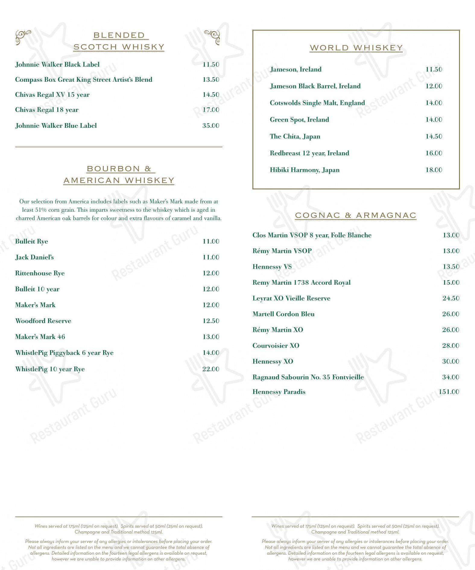 Menu at The Ivy Belfast Brasserie restaurant, Belfast