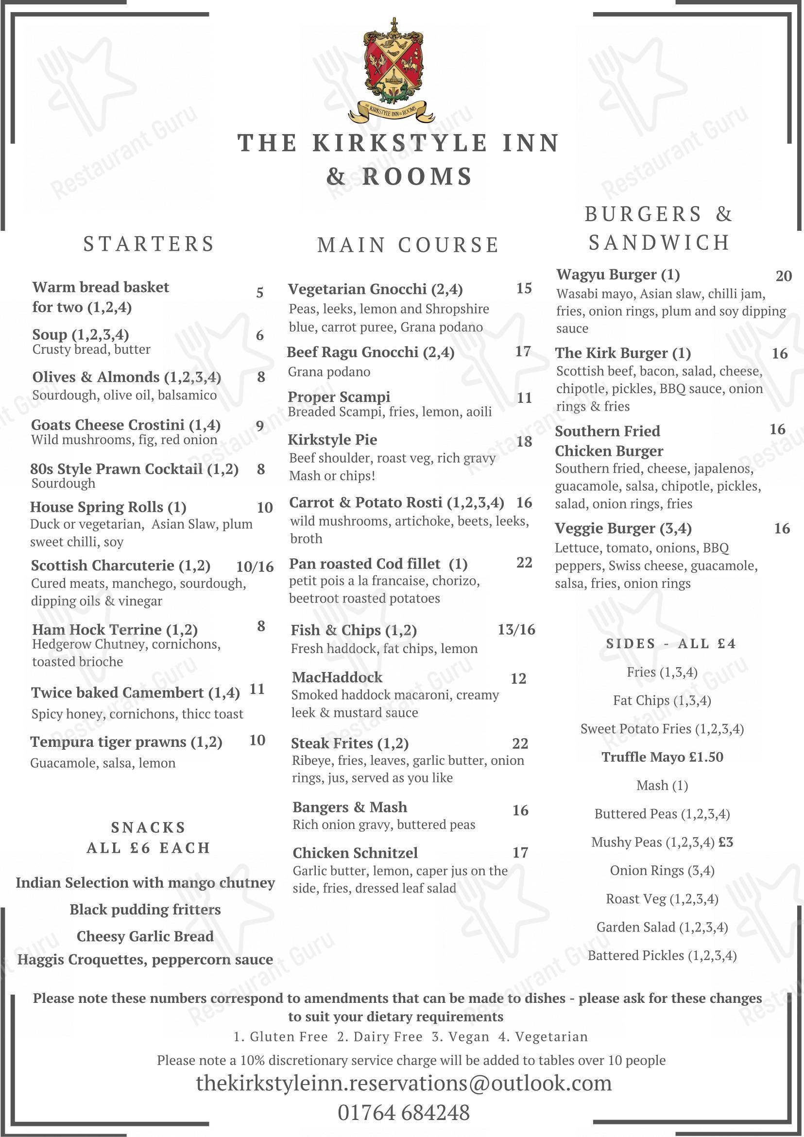 Menu at The Kirkstyle Inn pub & bar, Dunning