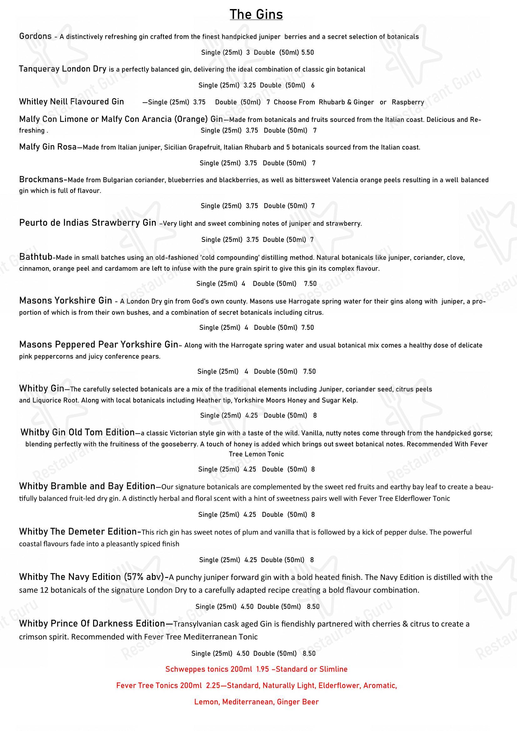 Menu at The Magpie Café restaurant, Whitby