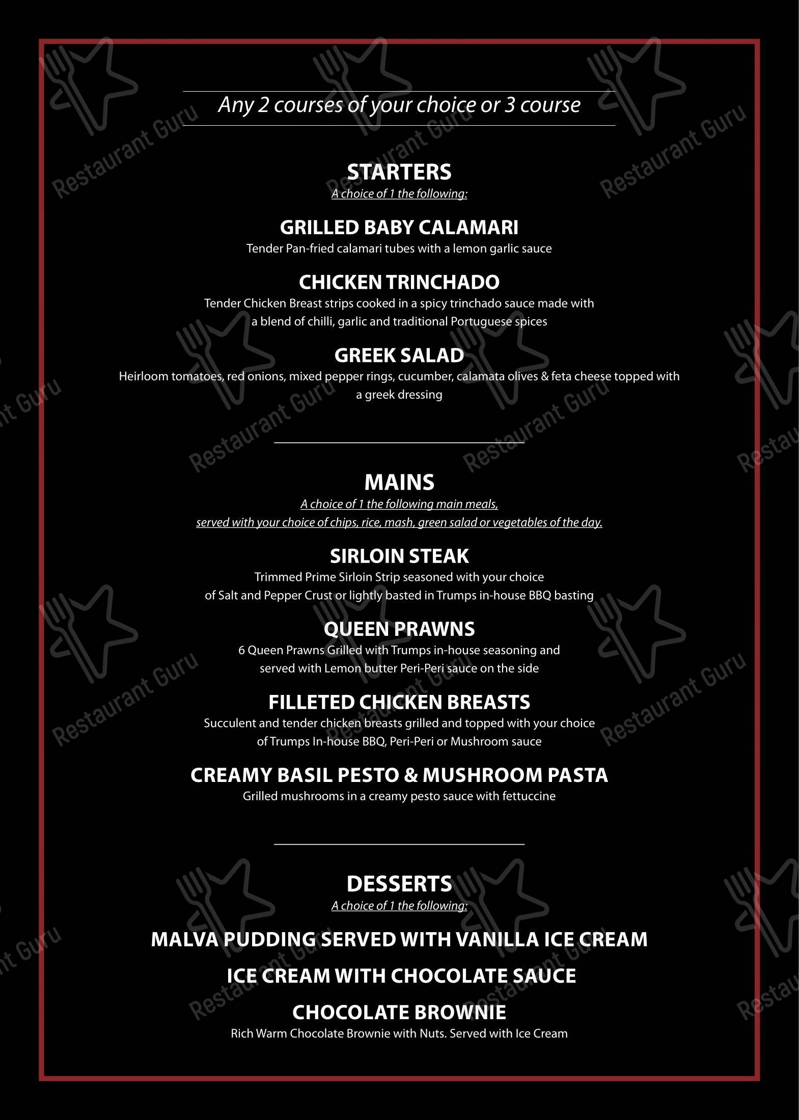 Menu at Trumps Grillhouse and Butchery pub & bar, Sandton