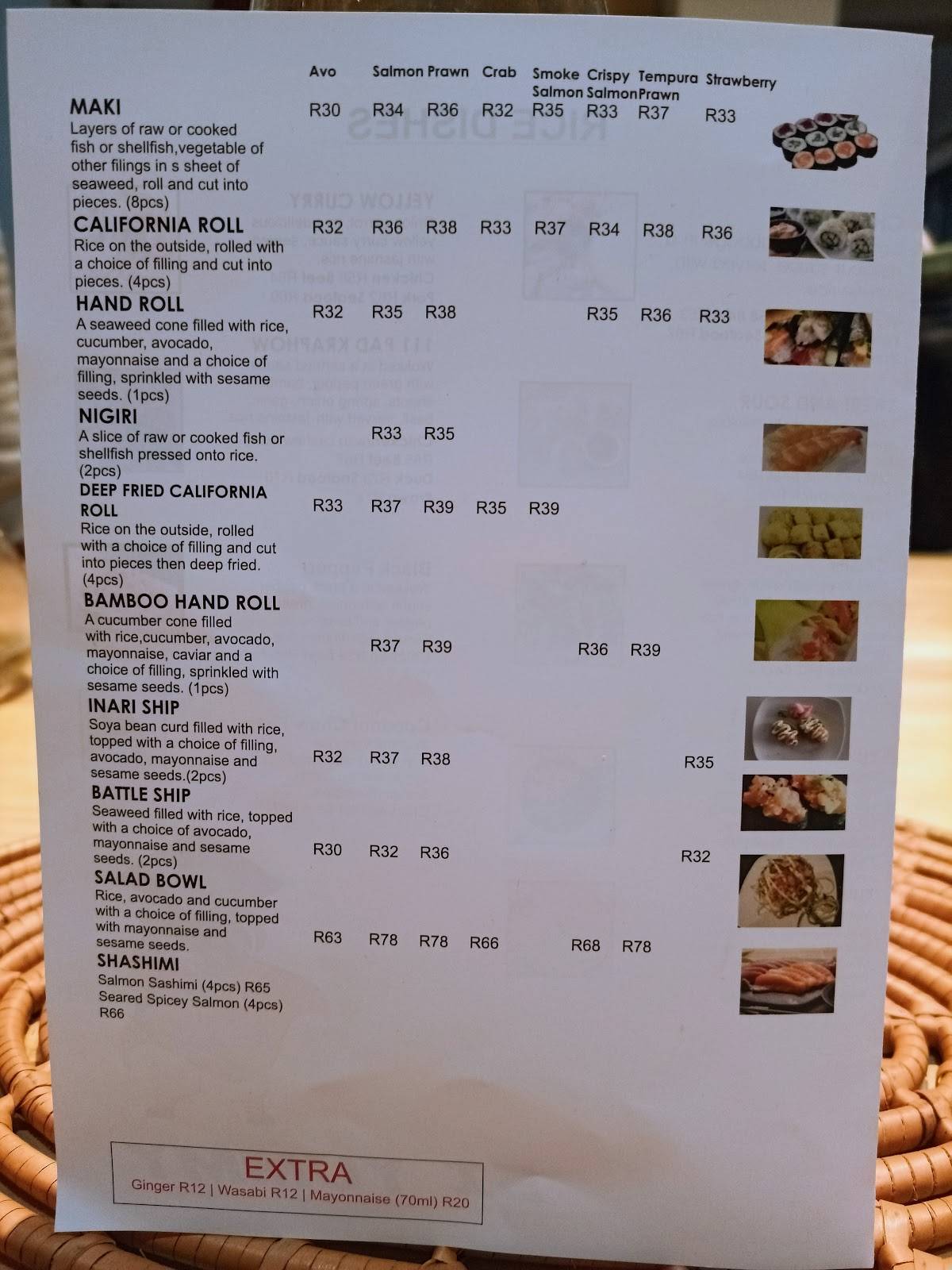 Menu at si yummy restaurant, Boksburg