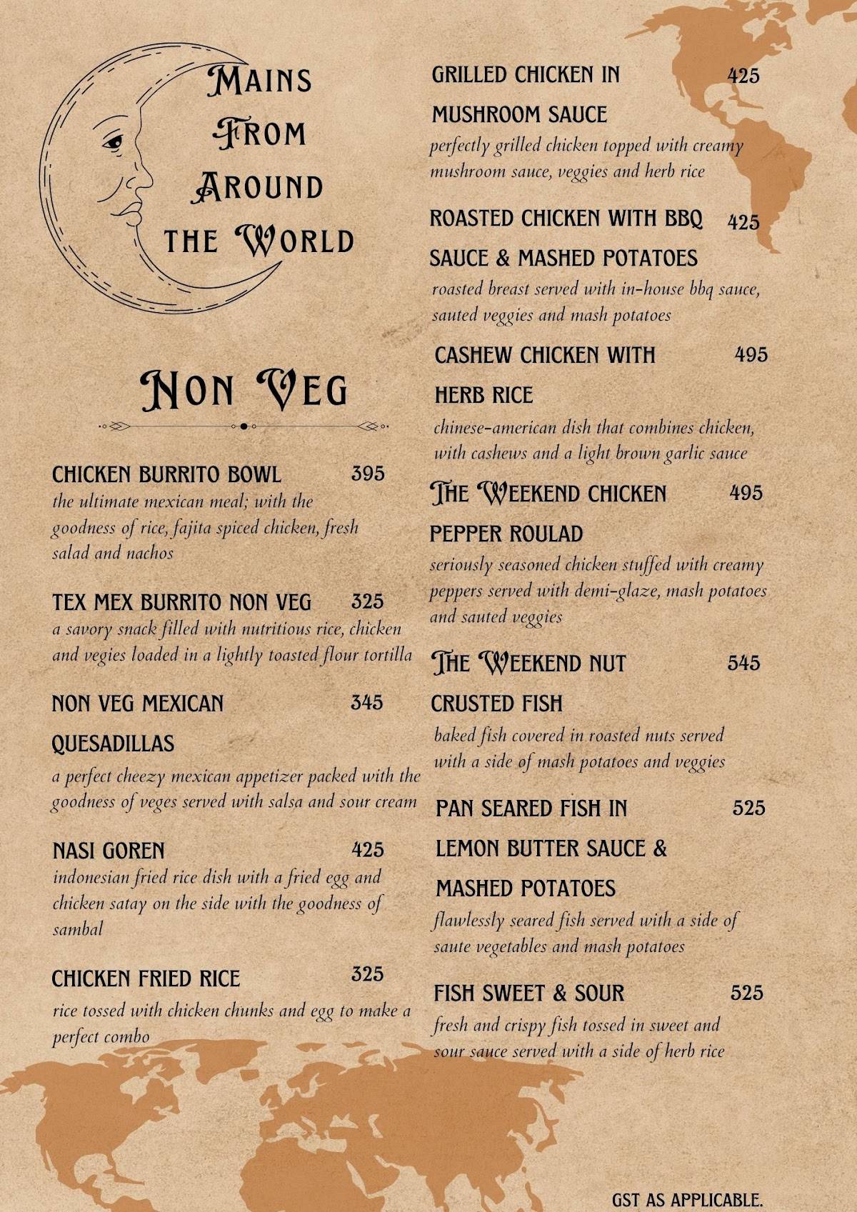Menu at The Weekend by Caked : Your Go-To Restaurant & the Best Food in ...