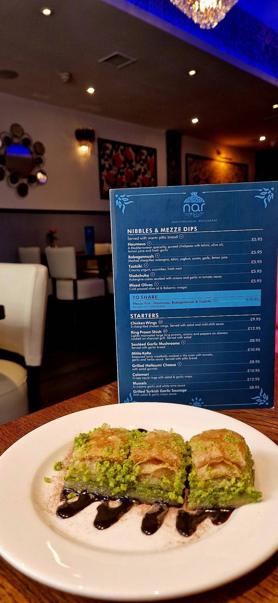 Menu at nar restaurant, Inverness