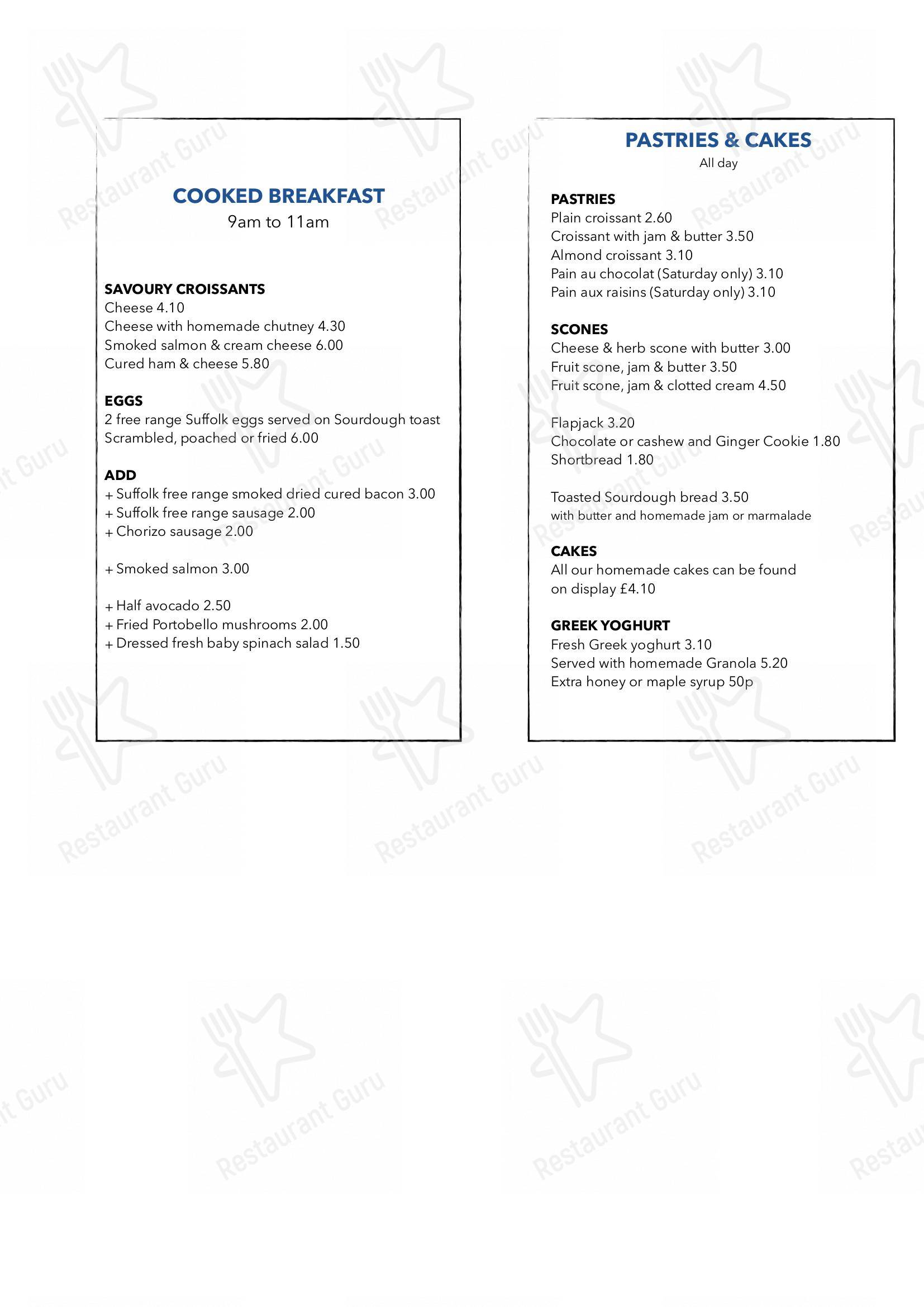Menu at The Secret Garden restaurant, Sudbury