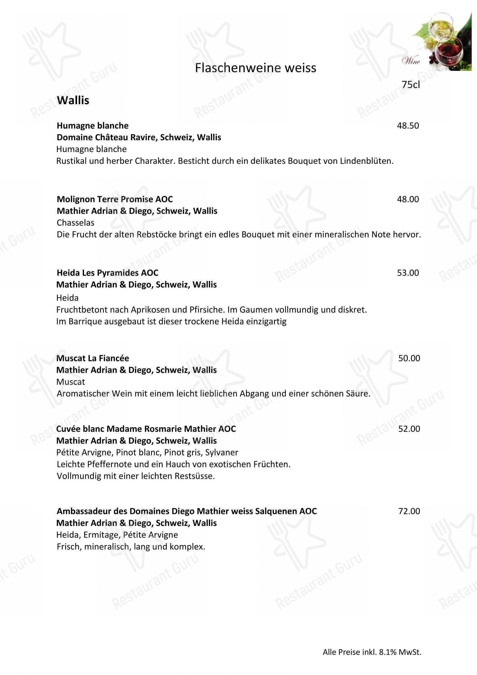 Speisekarte von Bergrestaurant Roggen, Oensingen