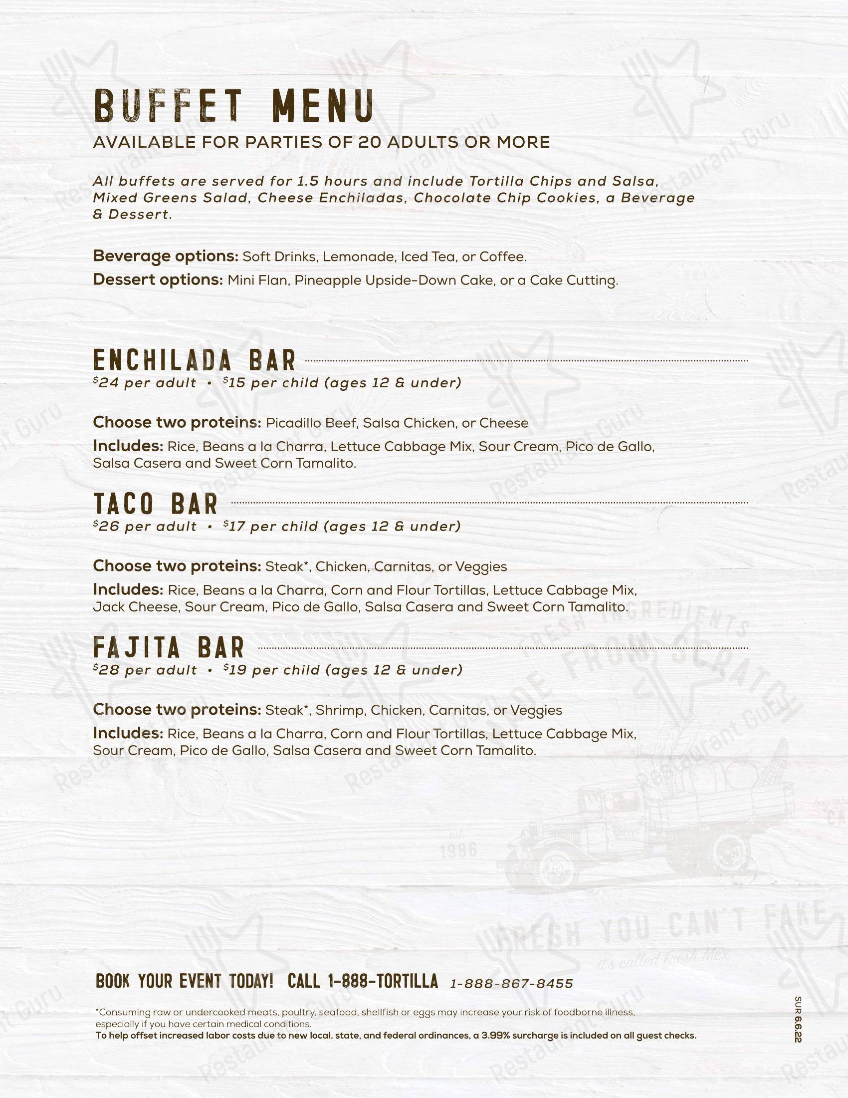 Menu at Chevys pub & bar, Miami