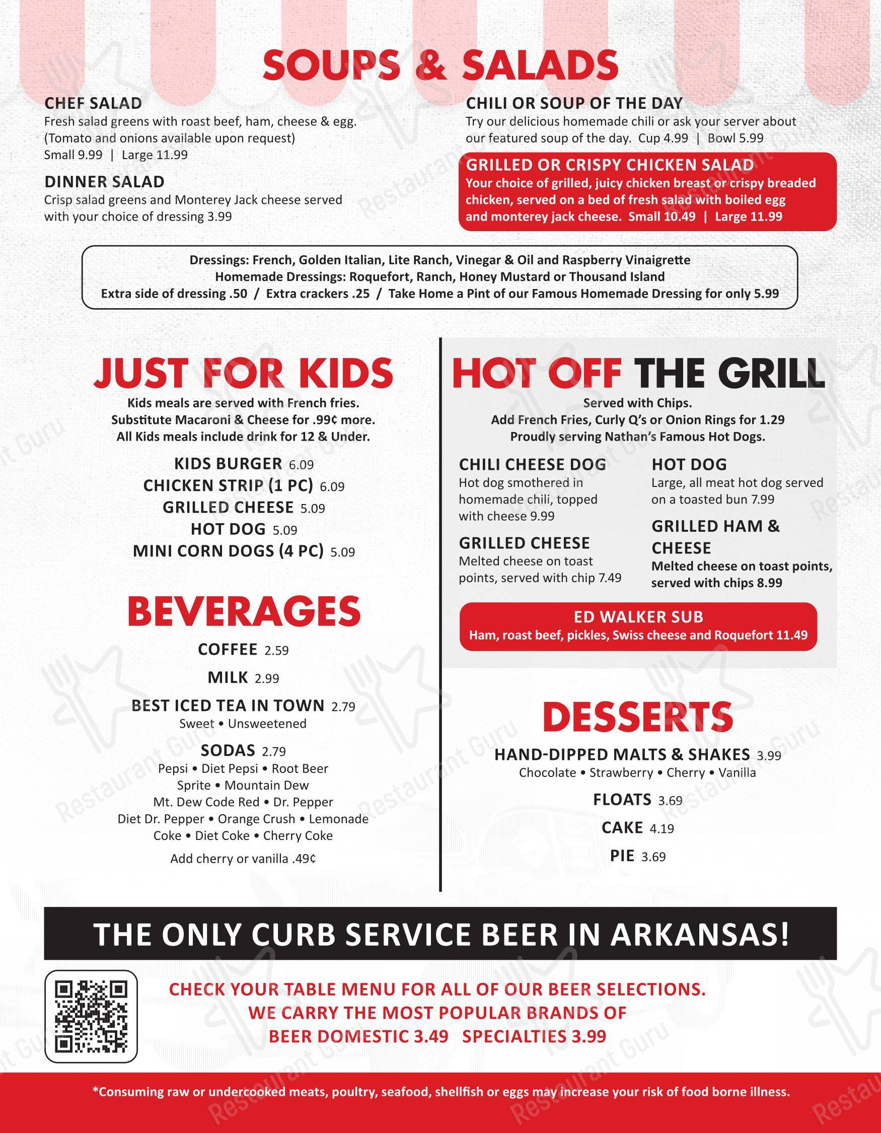Menu at Ed Walker's Drive-In & Restaurant, Fort Smith