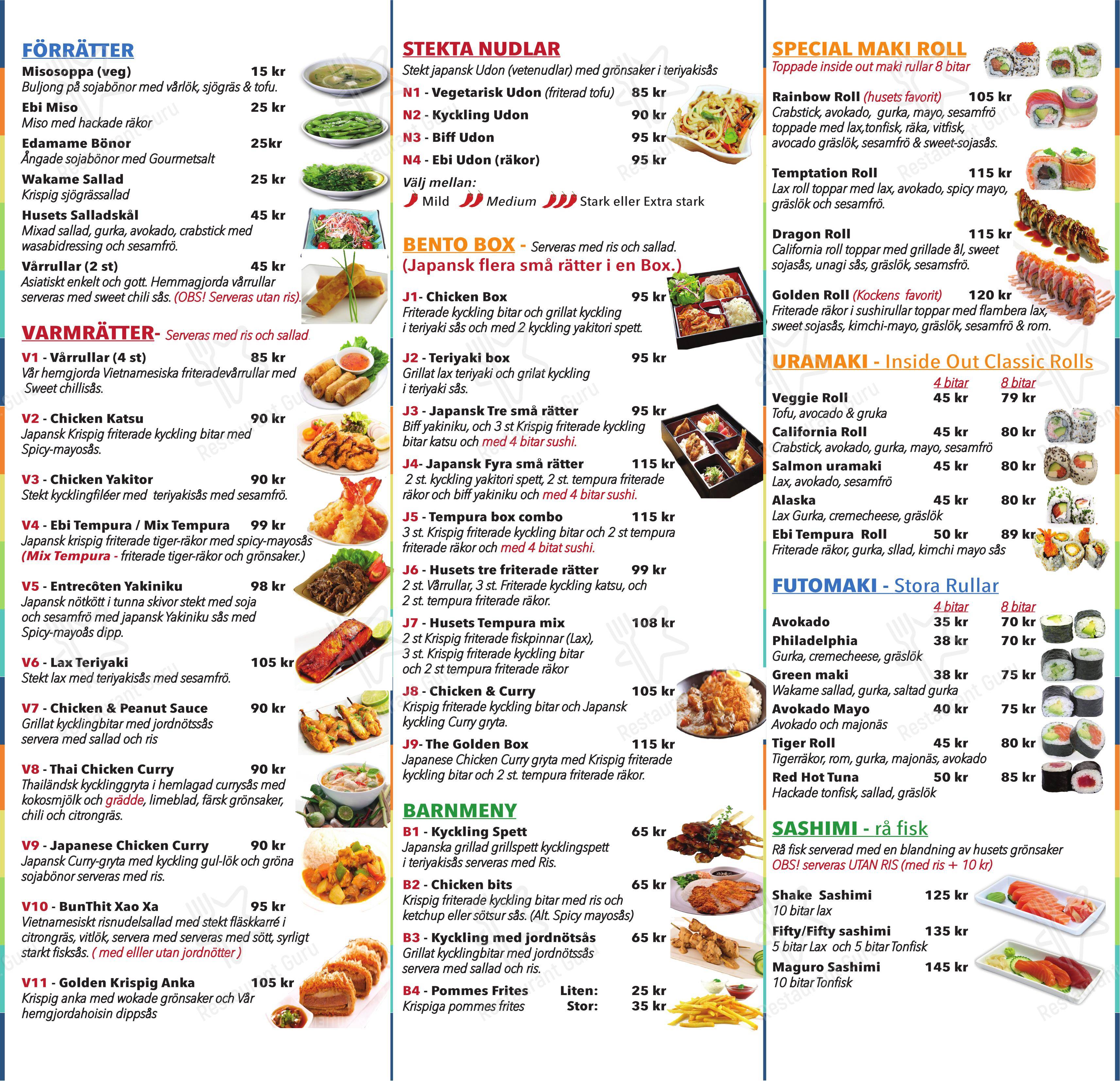 Menu at Golden Jade restaurant, Åstorp