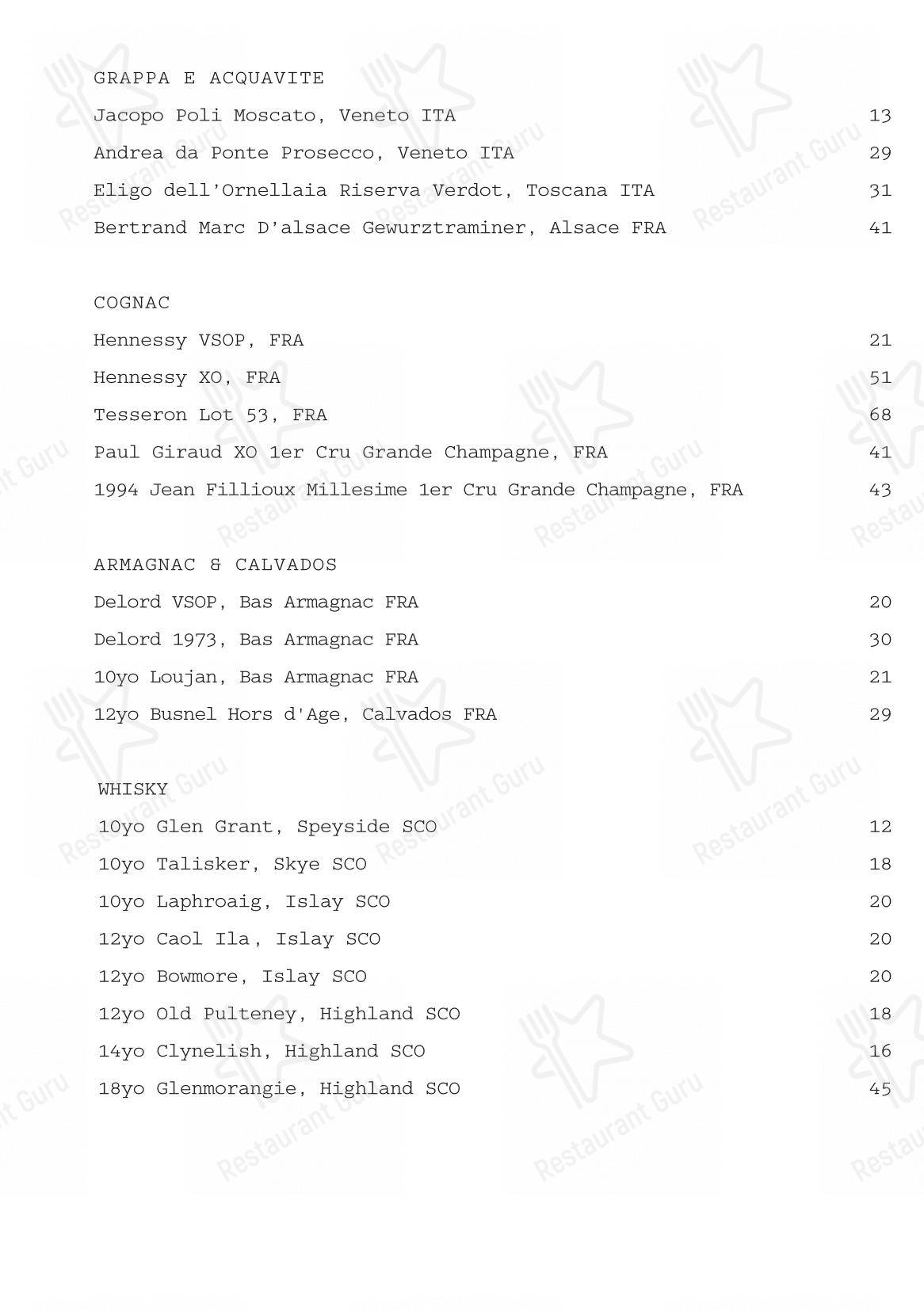 Menu at Grossi Florentino restaurant, Melbourne