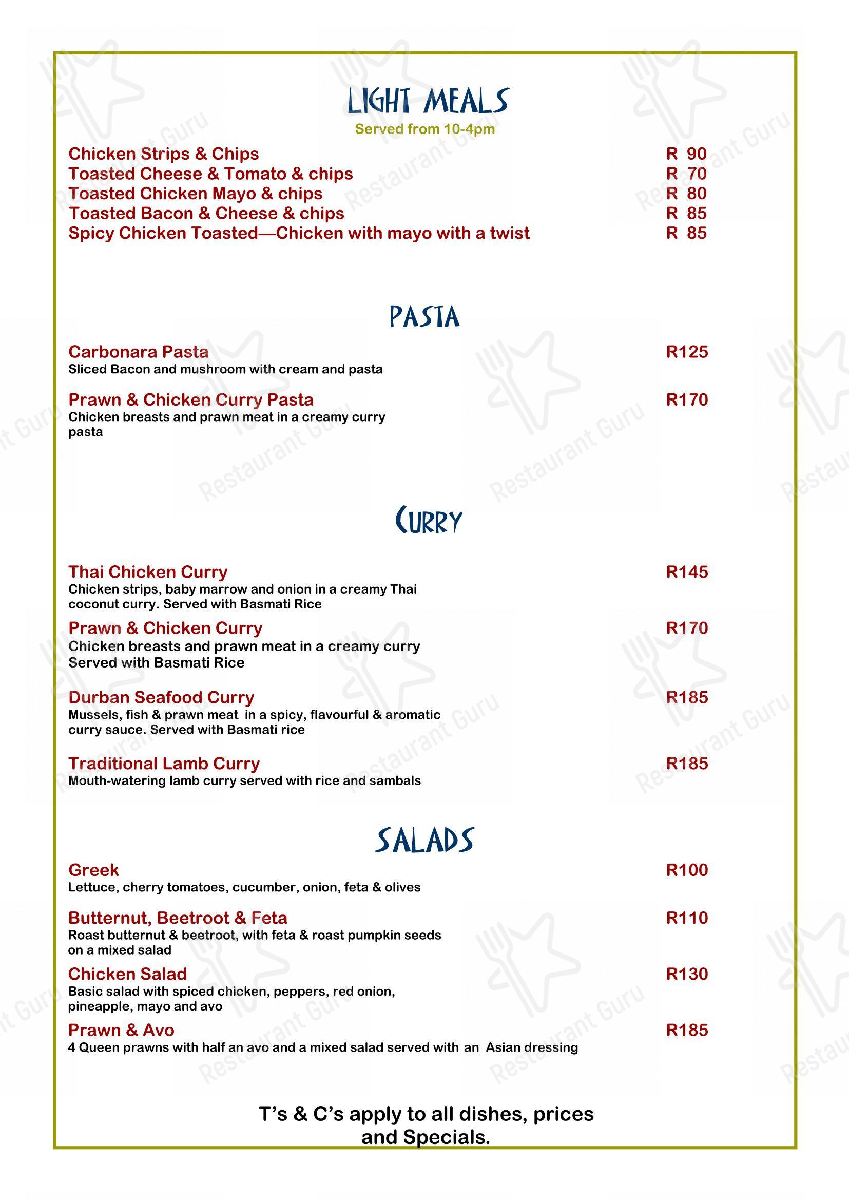 Menu at Kokomo Beach Bar & Restaurant, Langebaan