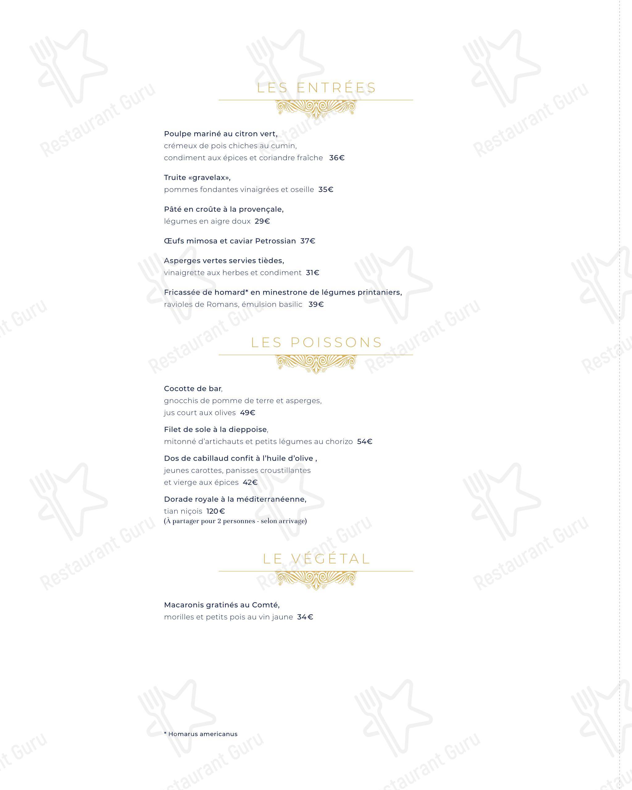 Menu at Le Train Bleu restaurant, Paris, Gare de Lyon