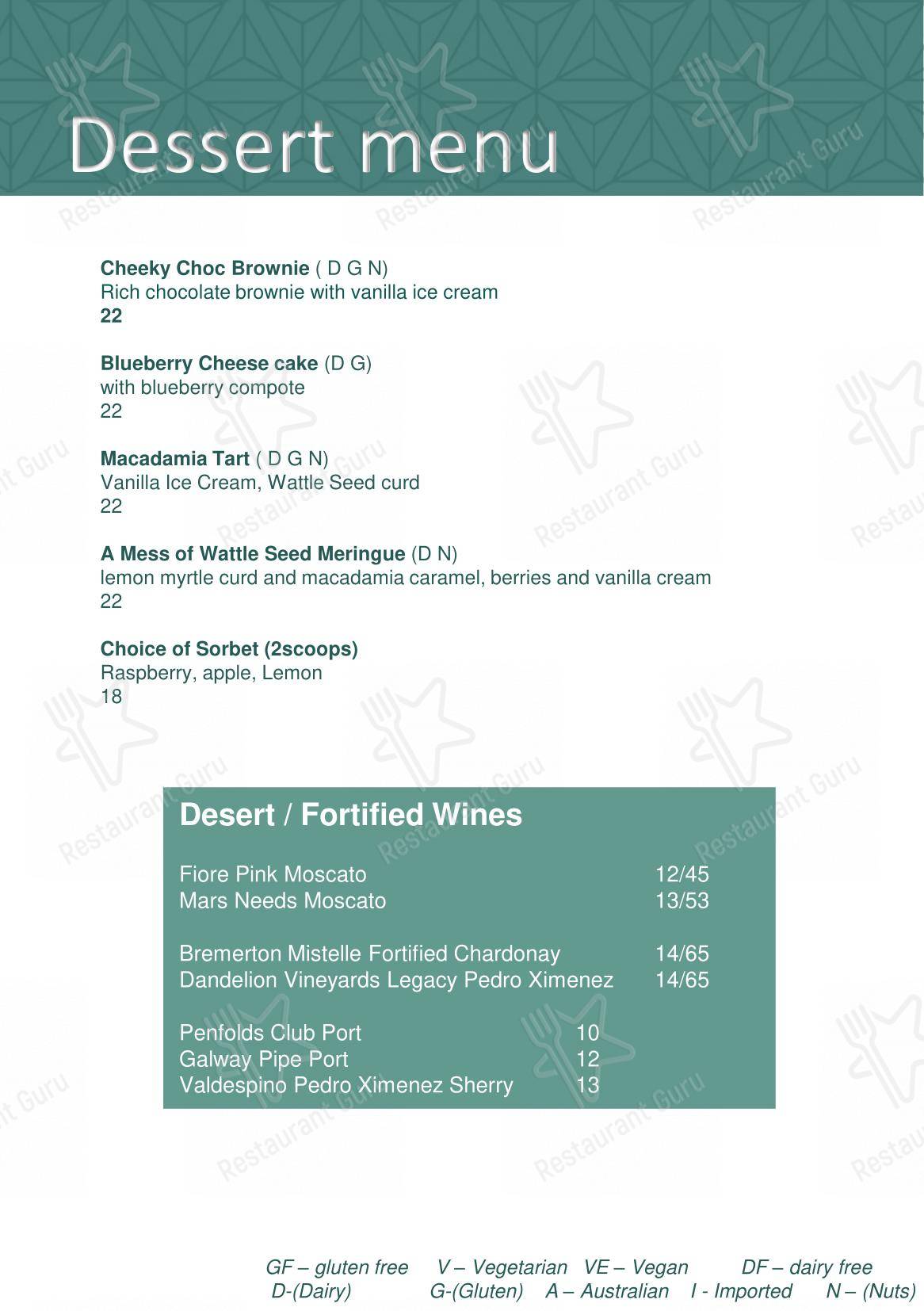 Menu at PepperBerry Restaurant, Darwin City
