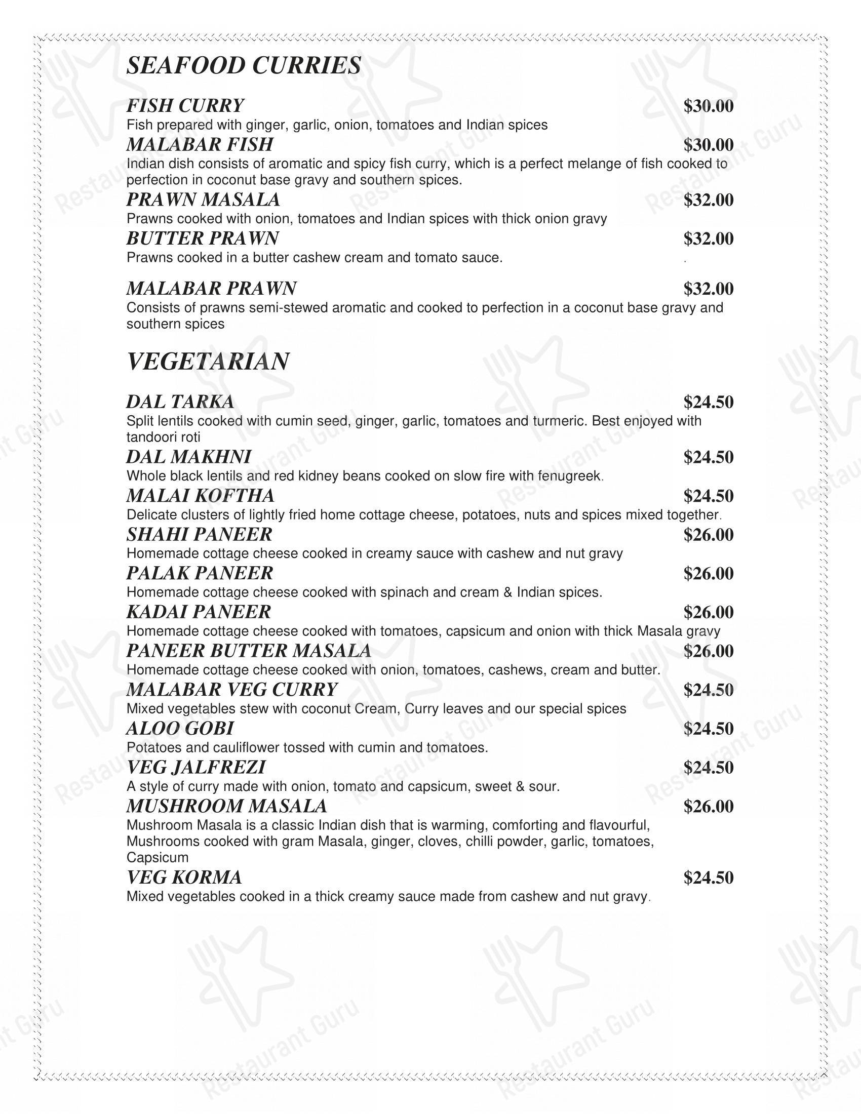 Menu at Priya Cafe & Restaurant, Greymouth