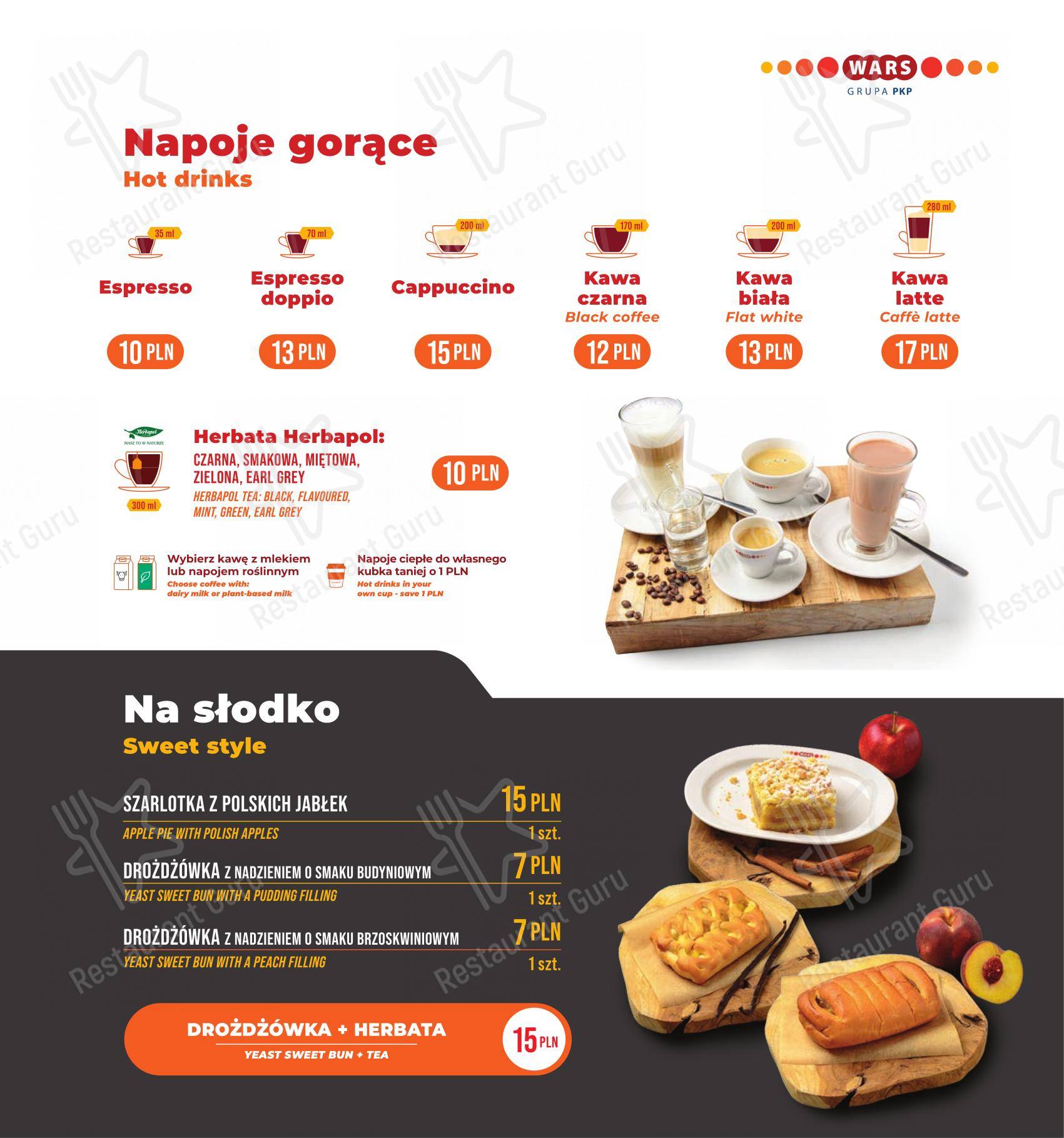 Menu at Restauracja WARS - West Station I restaurant, Warsaw