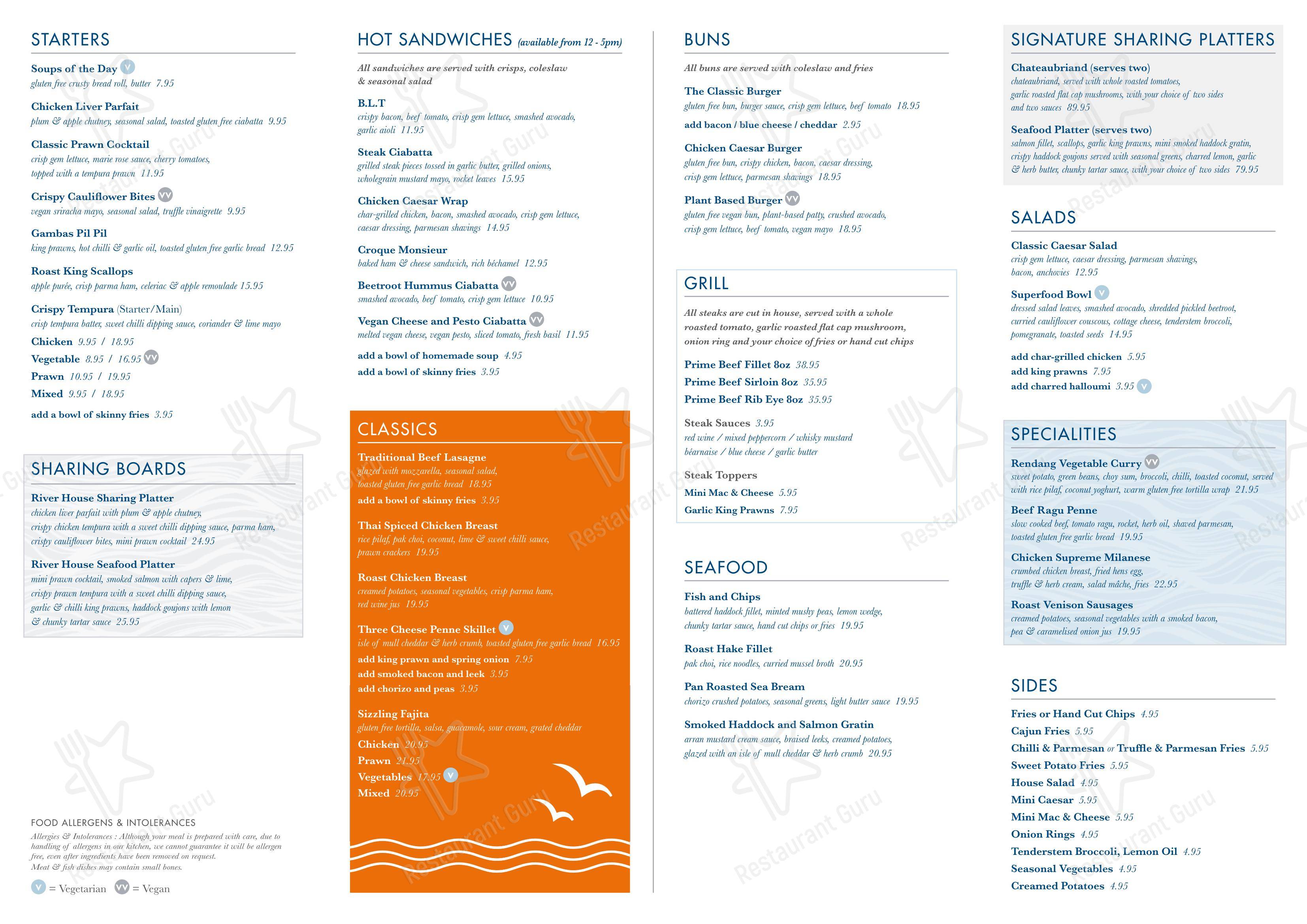 Menu at River House Stirling restaurant, Stirling