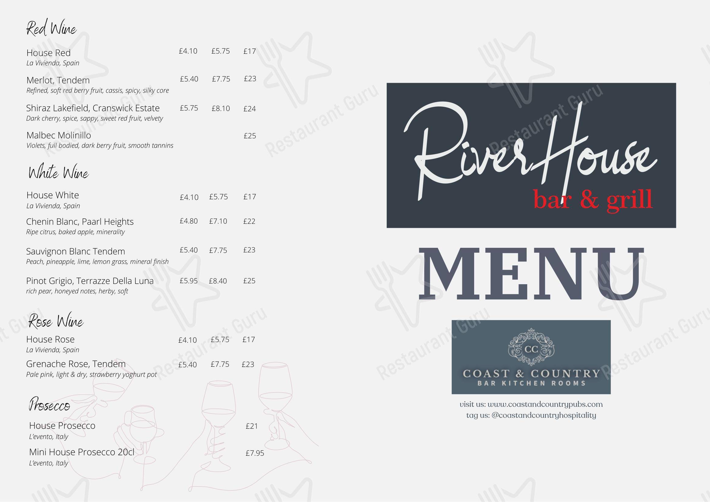 Menu at Riverhouse restaurant, Wick