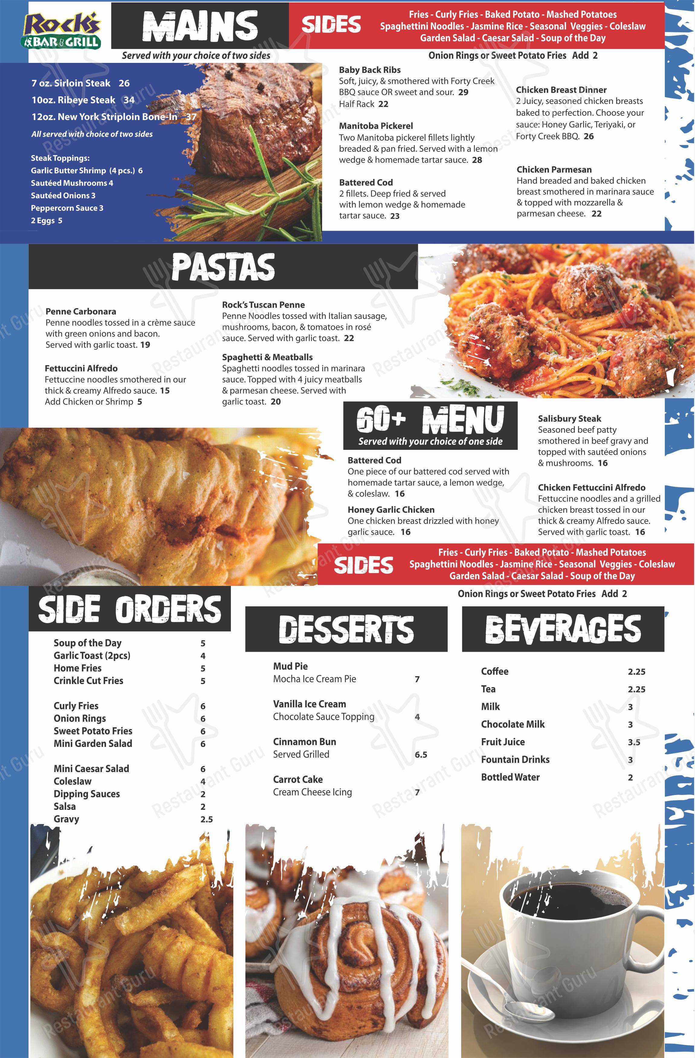 Menu at Rocks Bar & Grill, Morden