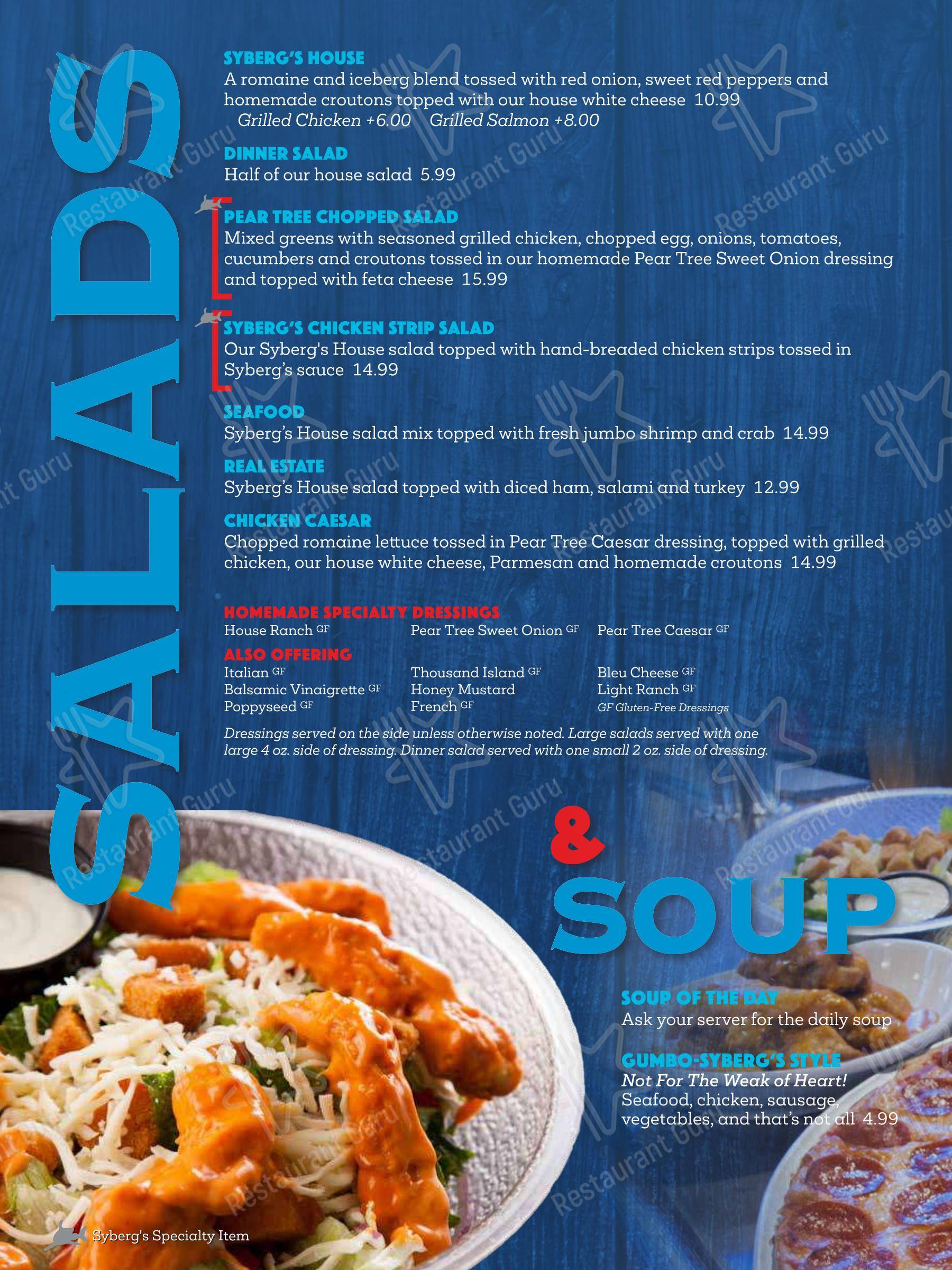 Menu at Syberg's Dorsett pub & bar, Maryland Heights