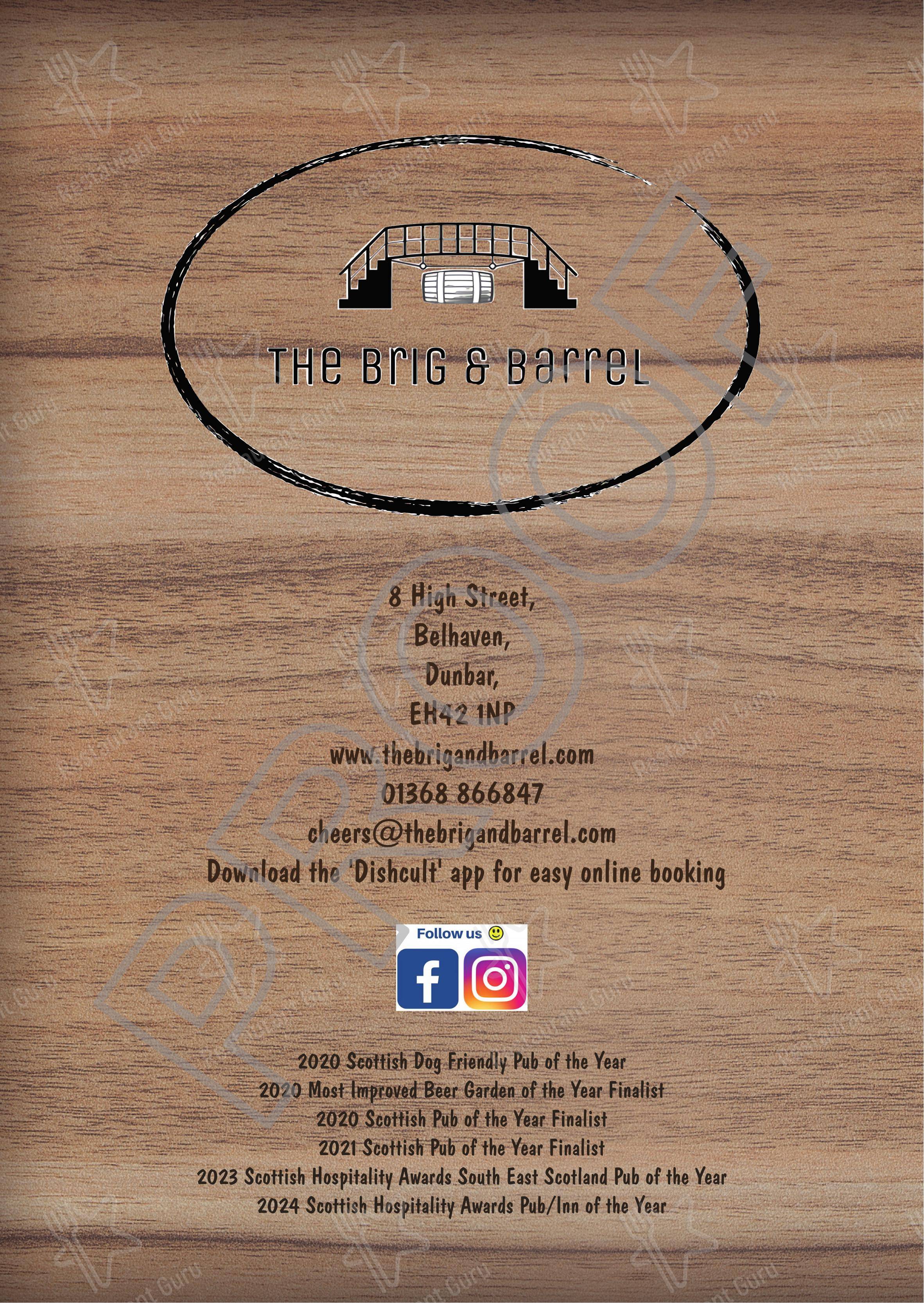 Menu at The Brig & Barrel, Dunbar