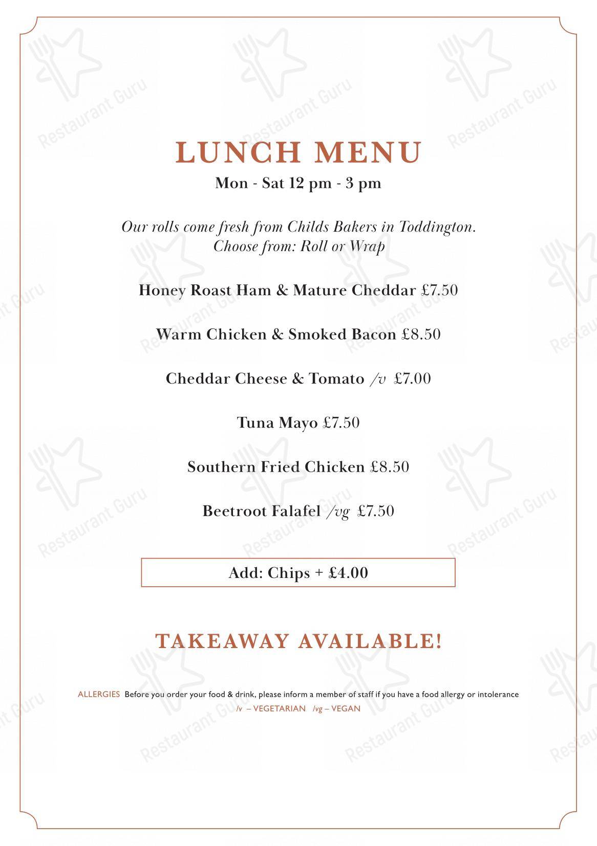 Menu at The Fancott pub & bar, Luton