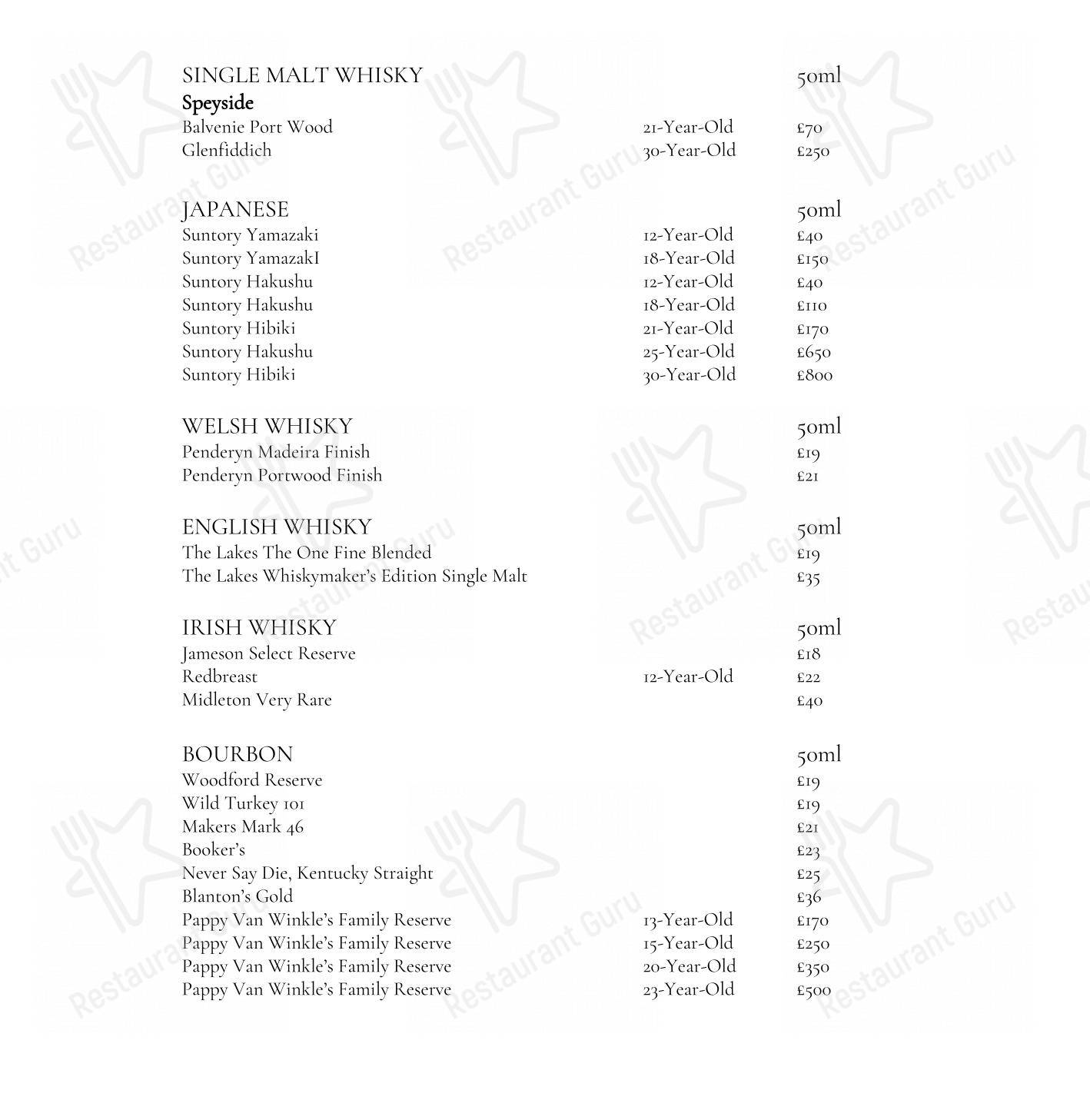 Menu at The Ritz Restaurant, London