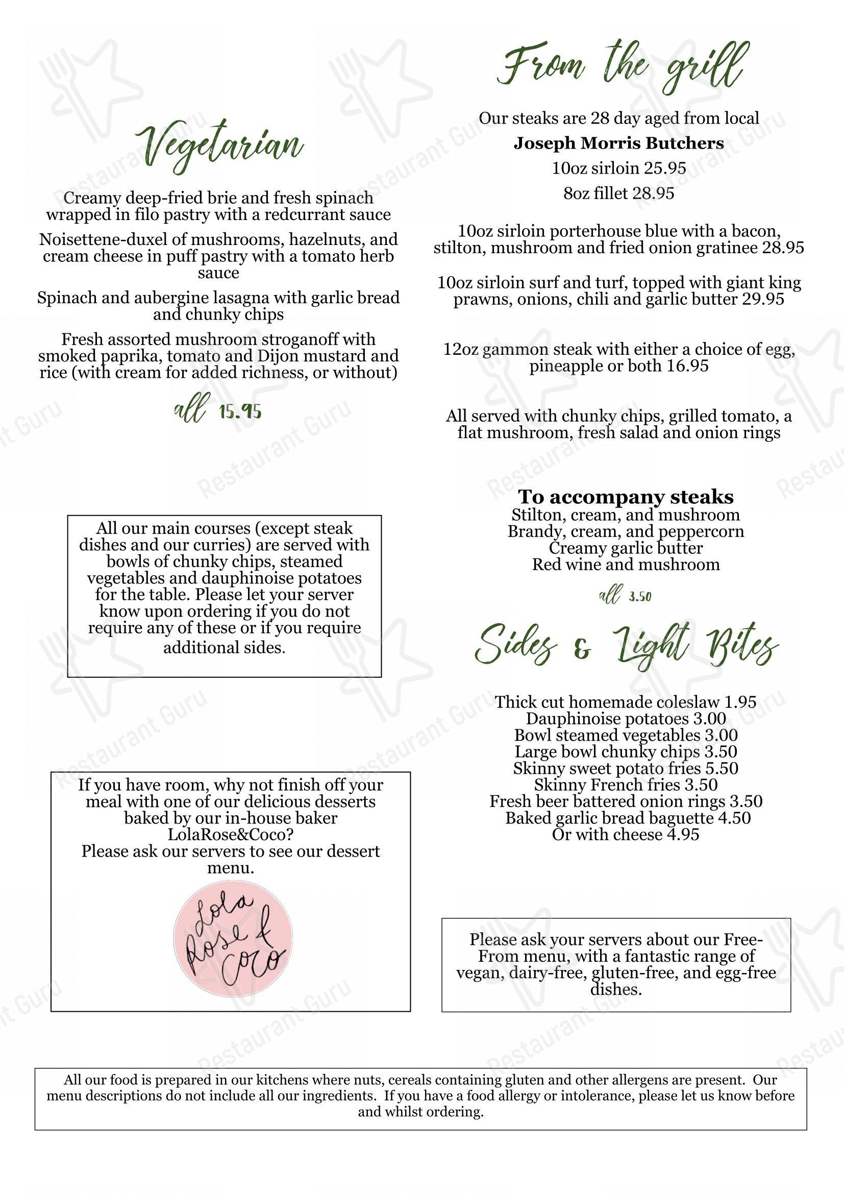 Menu at The Shires Inn & Restaurant, Gilmorton, Main St
