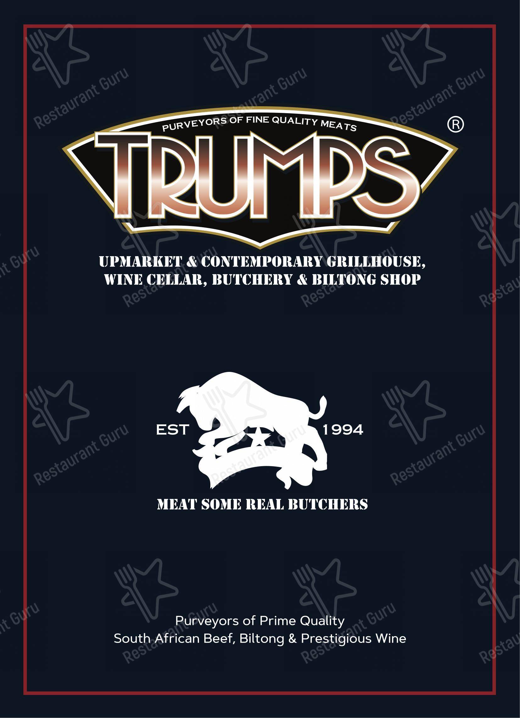 Menu at Trumps Grillhouse and Butchery pub & bar, Sandton