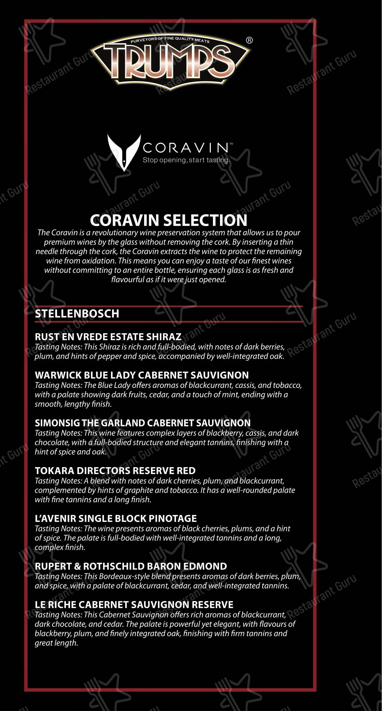 Menu at Trumps Grillhouse and Butchery pub & bar, Sandton