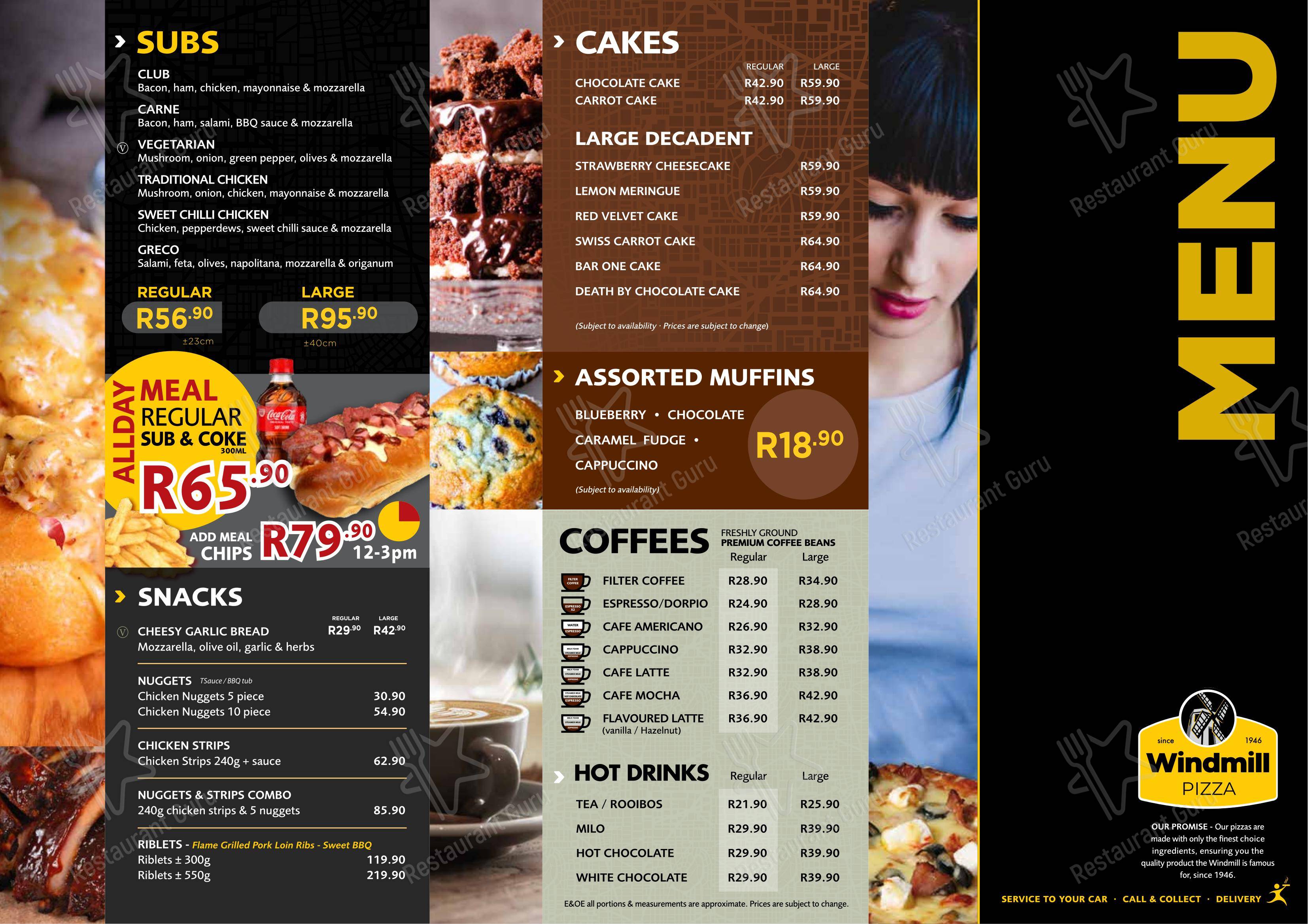 Menu at Windmill Roadhouse restaurant, East London
