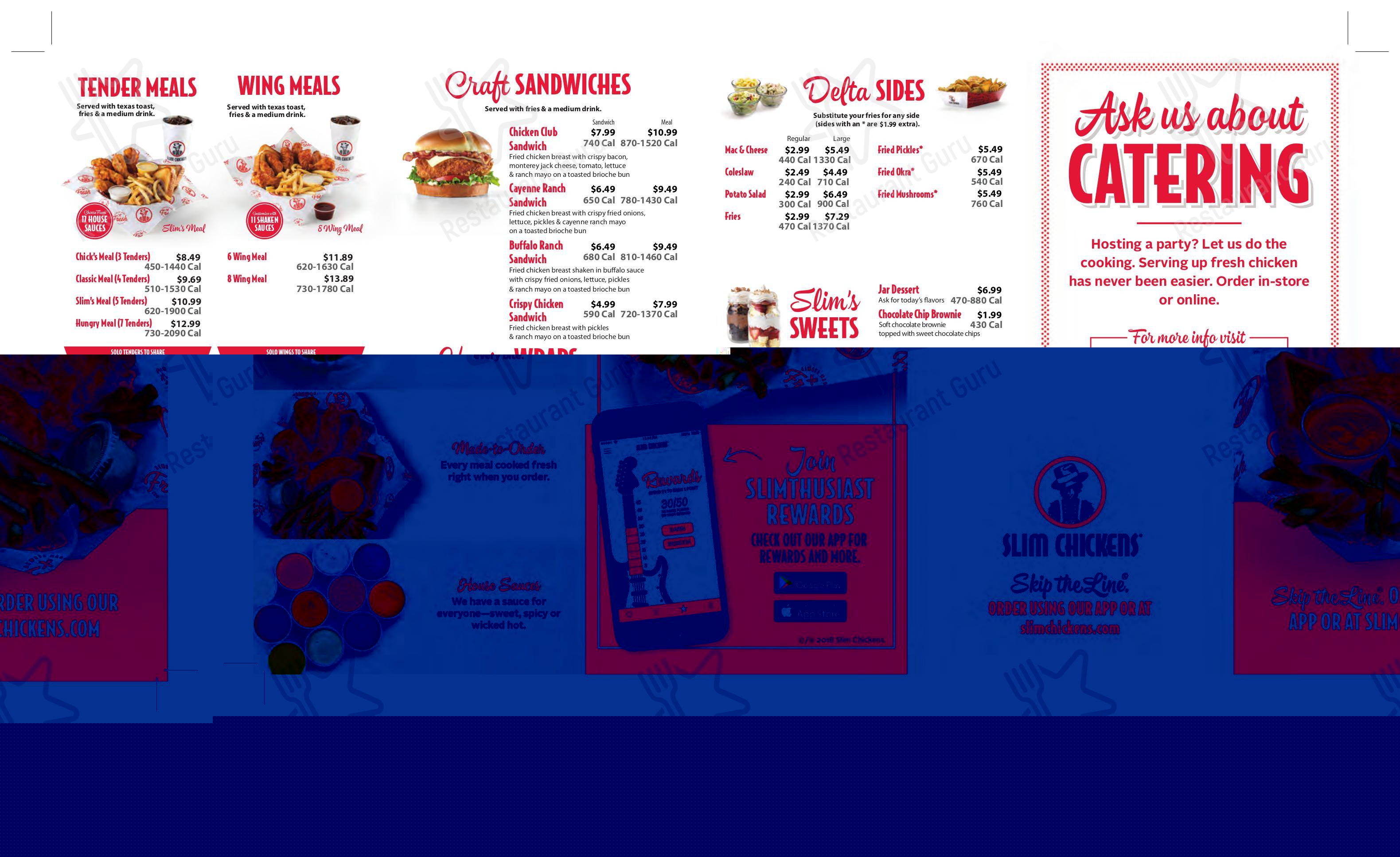 Menu at Slim Chickens restaurant, Biloxi