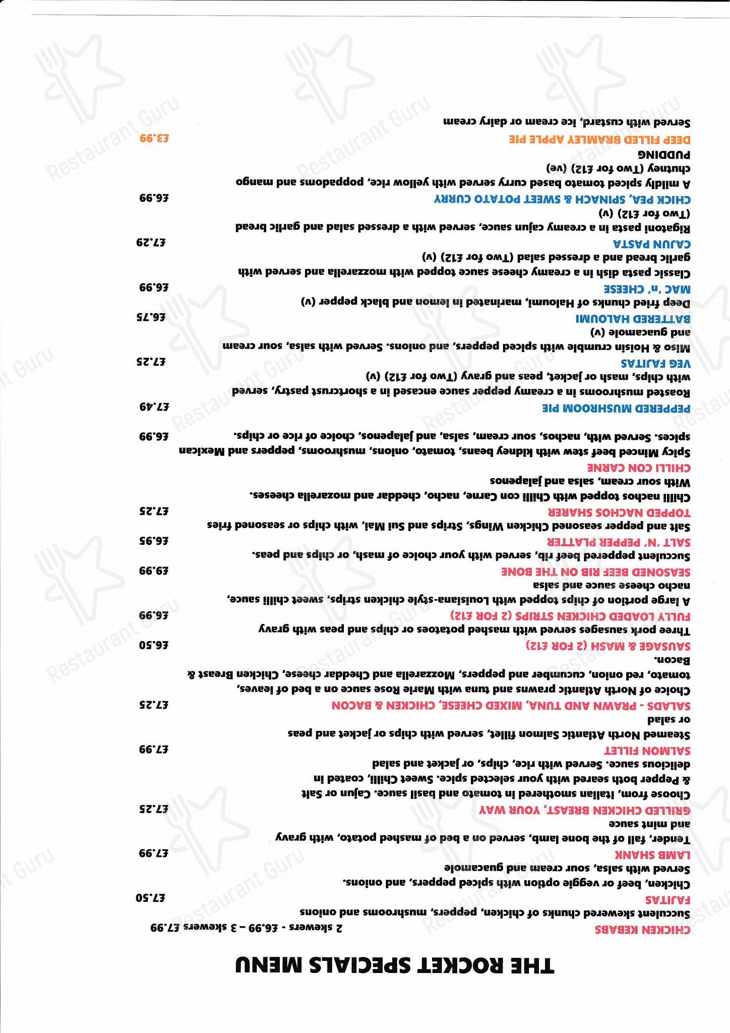 Menu at The Rocket Pub & Kitchen, Liverpool, 2 Bowring Park Rd