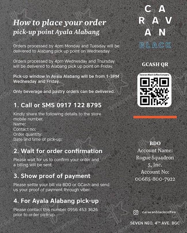 Menu at Caravan Black Coffee Company cafe, Taguig