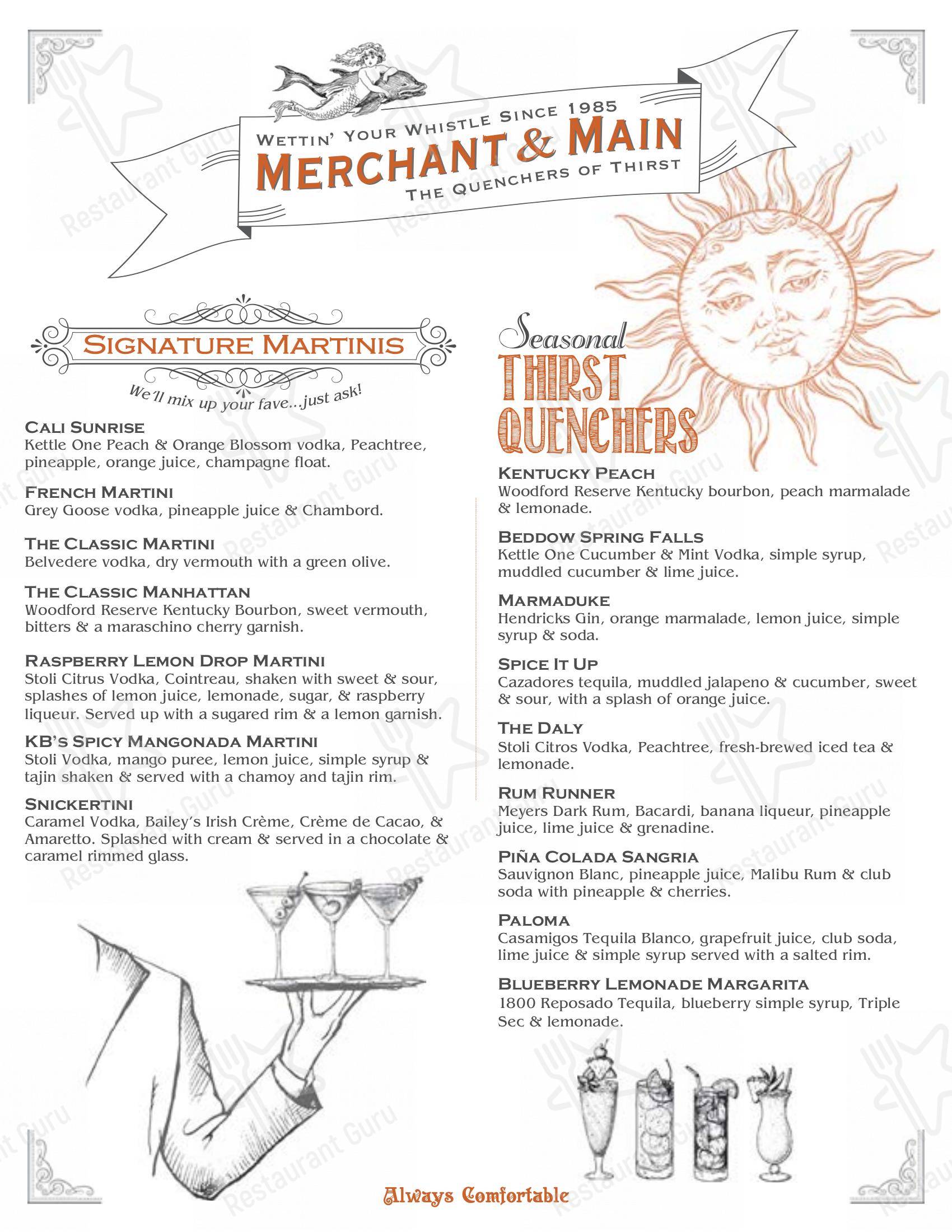 Menu at Merchant & Main Grill & Bar, Vacaville