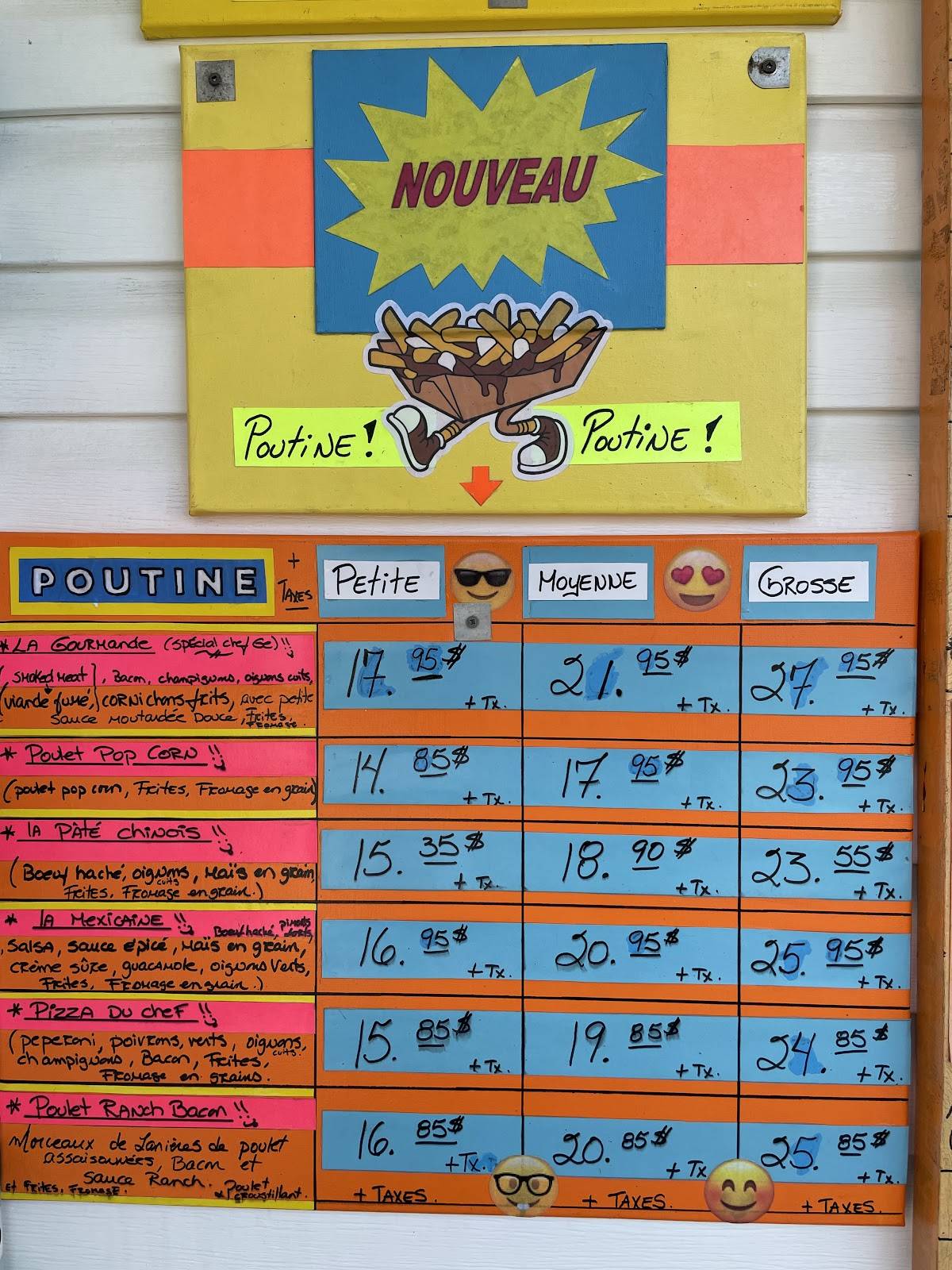 Menu au Cantine Chez GE pub et bar, Canada