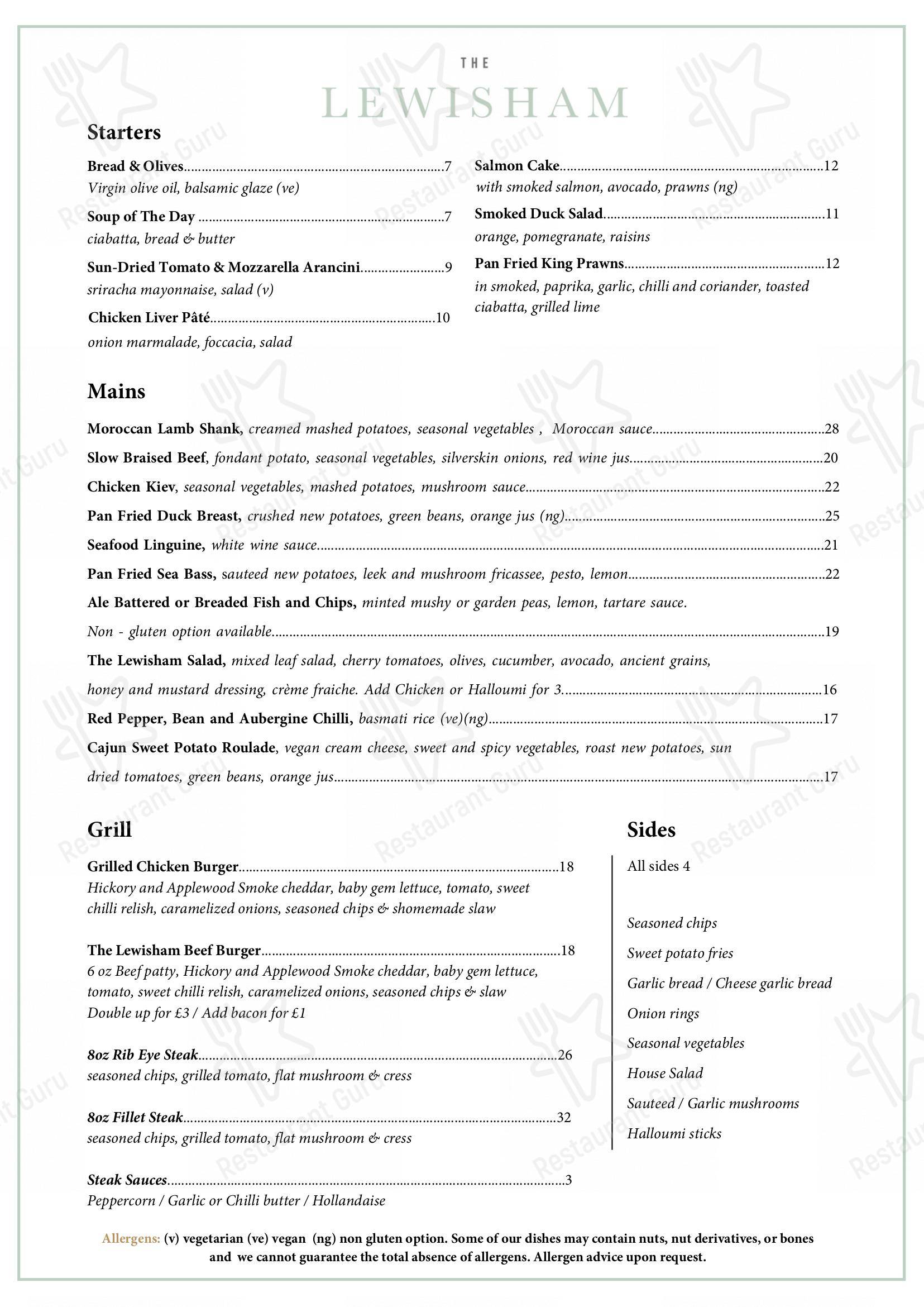 Menu at The Lewisham Bar & Restaurant, West Bromwich