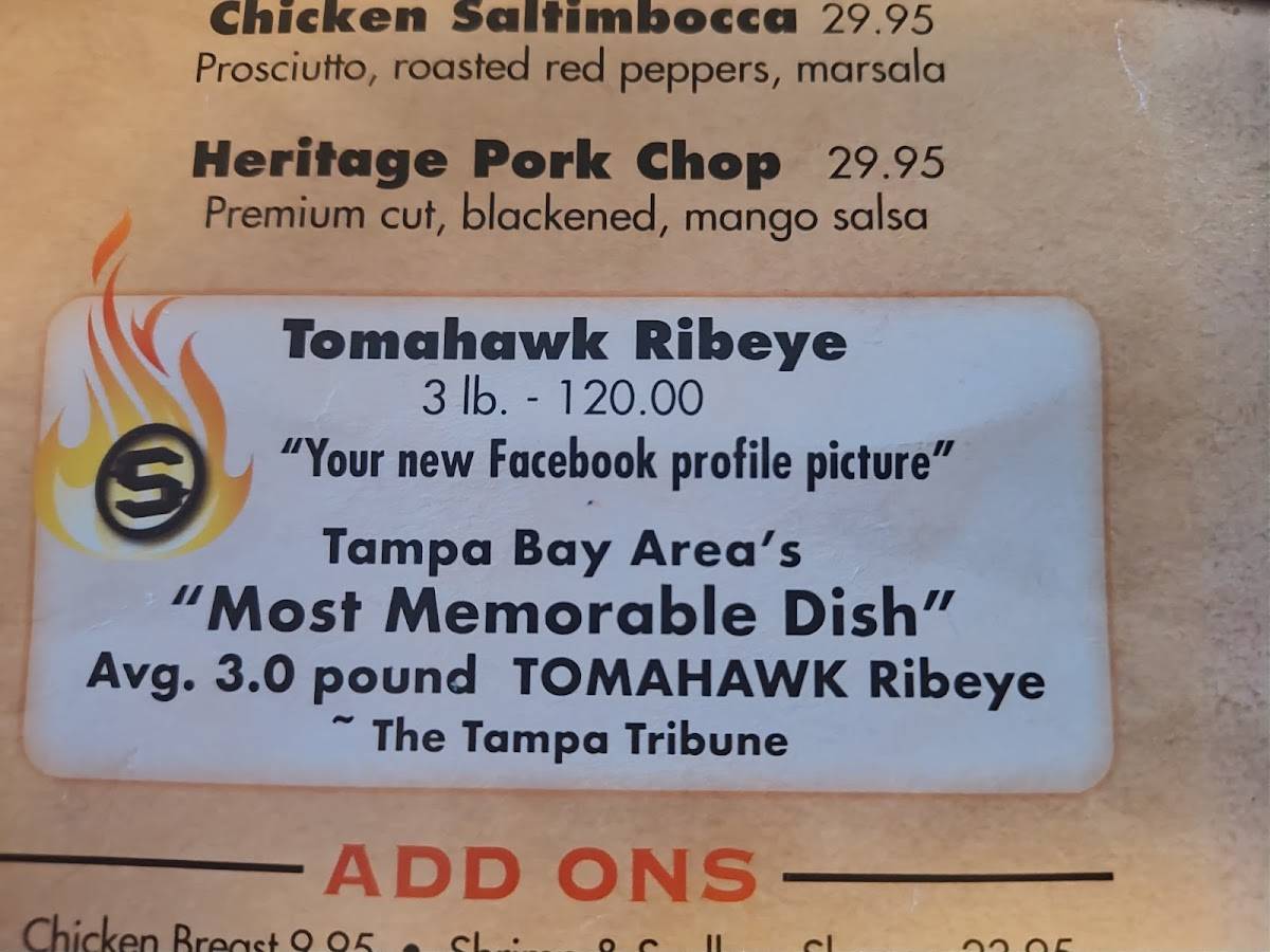 Menu at 1200 Chophouse steakhouse, Saint Pete Beach
