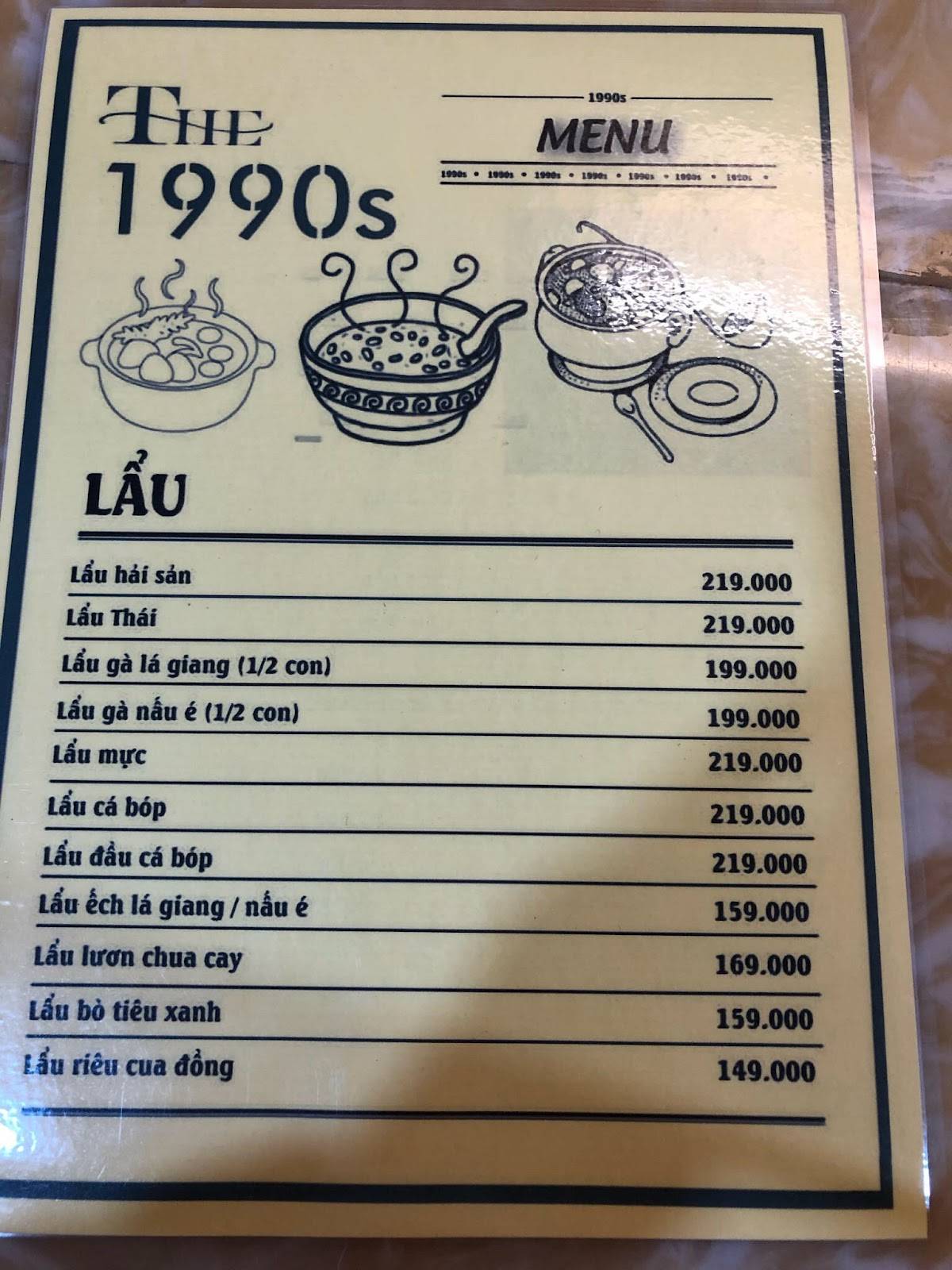 Menu at 1990s rooftop nhatrang restaurant, Ninh Hòa